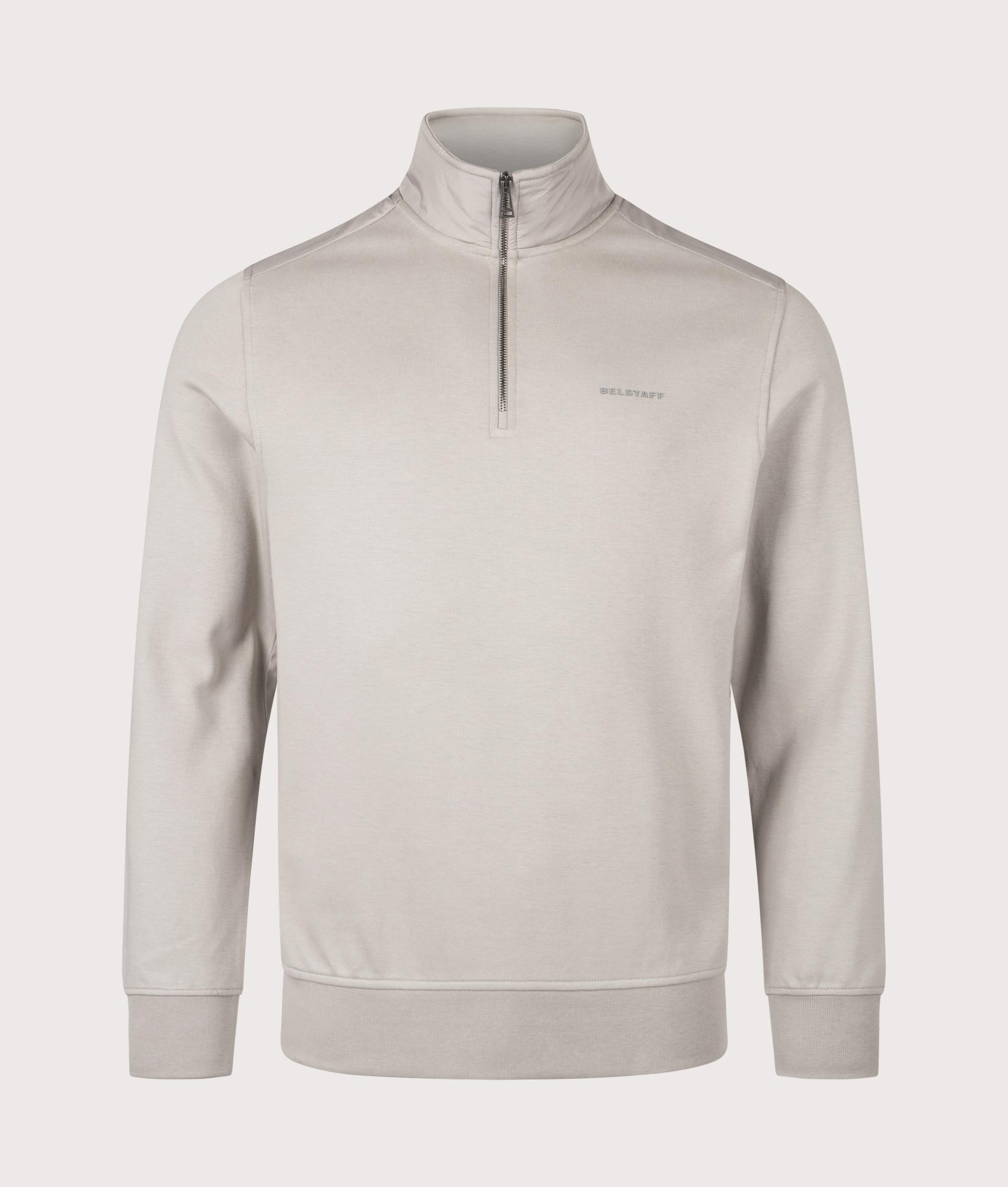Alloy Quarter Zip Sweatshirt in Cement Grey | Belstaff | EQVVS