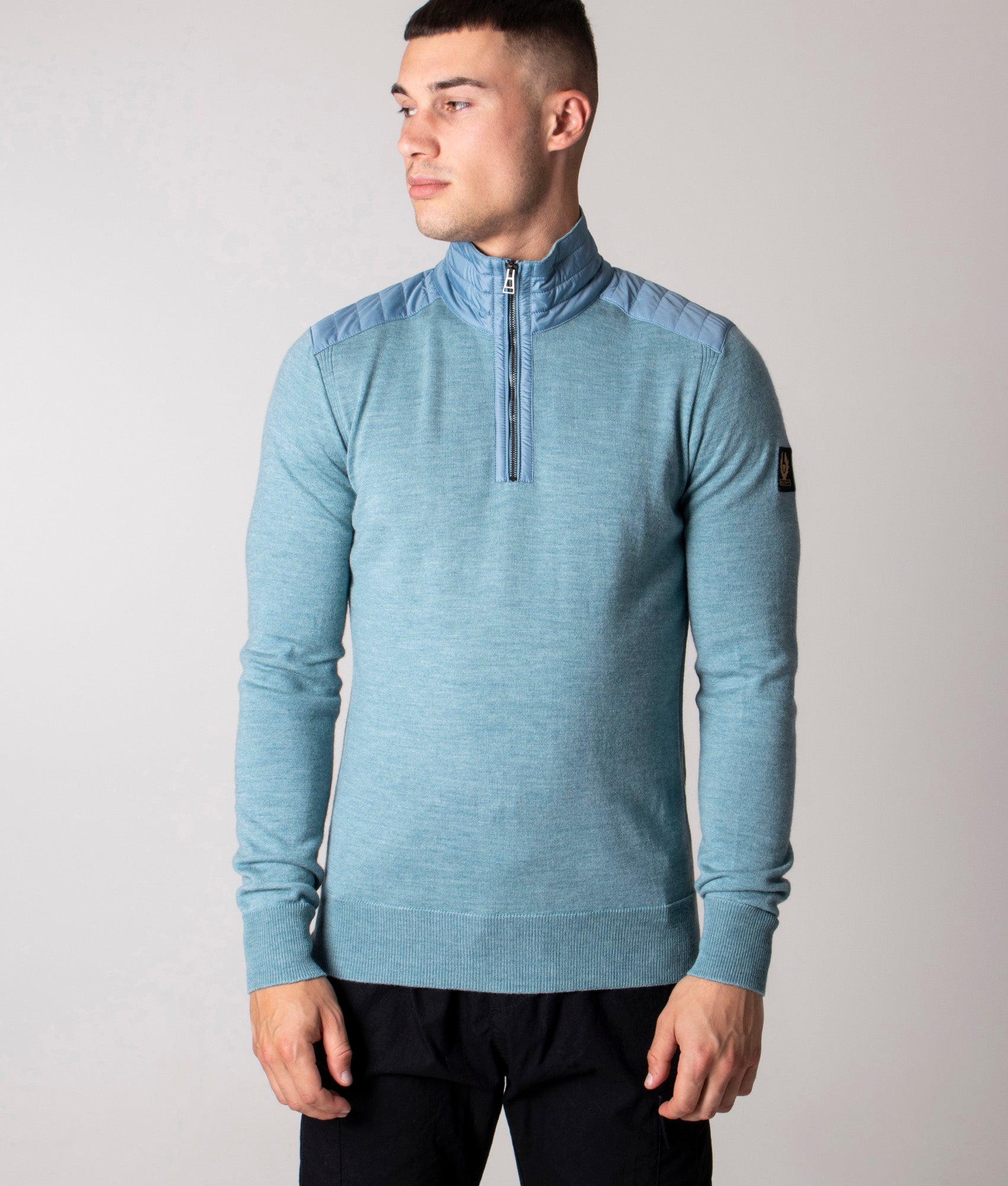 Kilmington Quarter Zip Sweatshirt Arctic Blue | Belstaff | EQVVS
