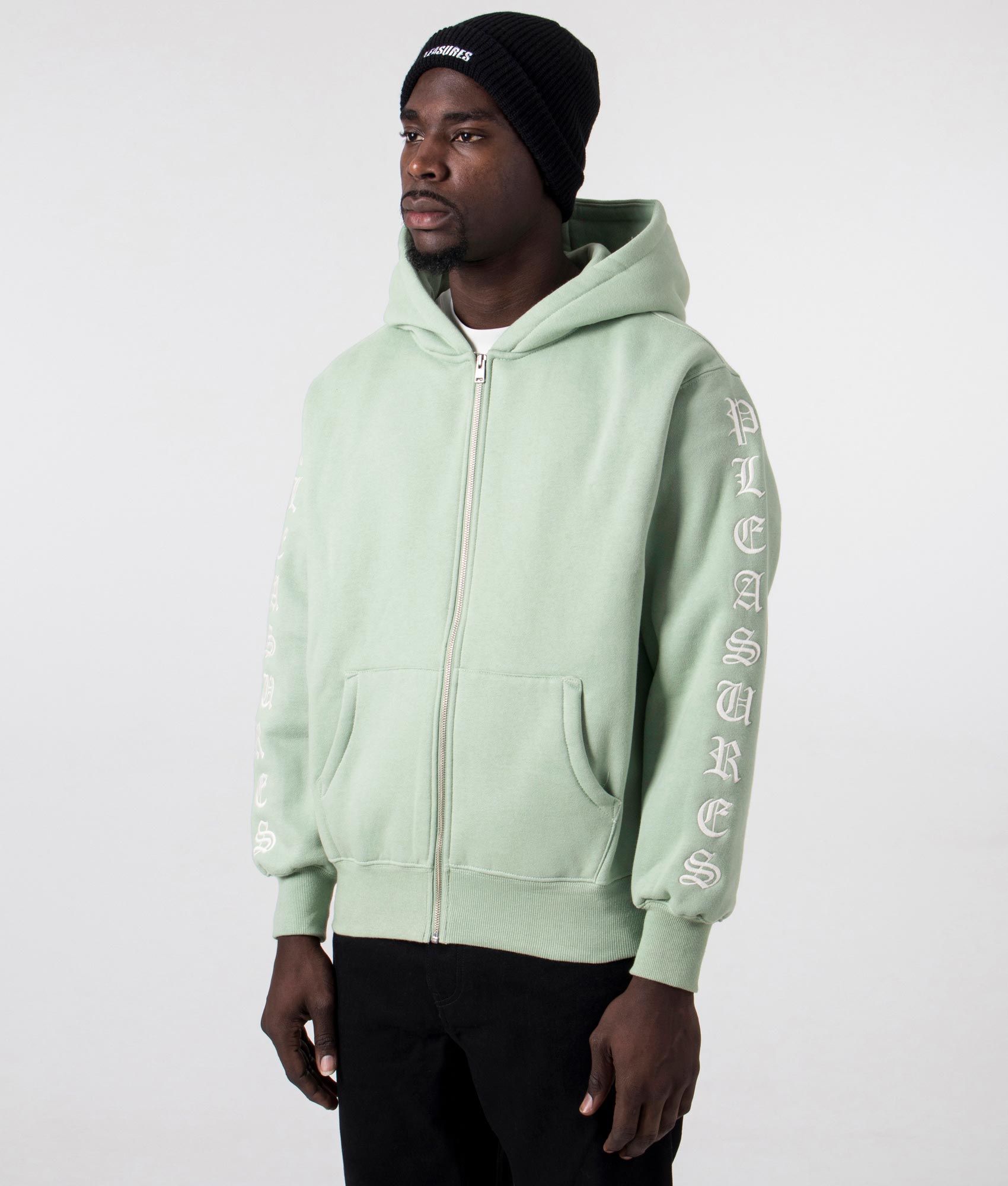 Relaxed Fit Oe Zip Up Hoodie in Matcha | PLEASURES | EQVVS