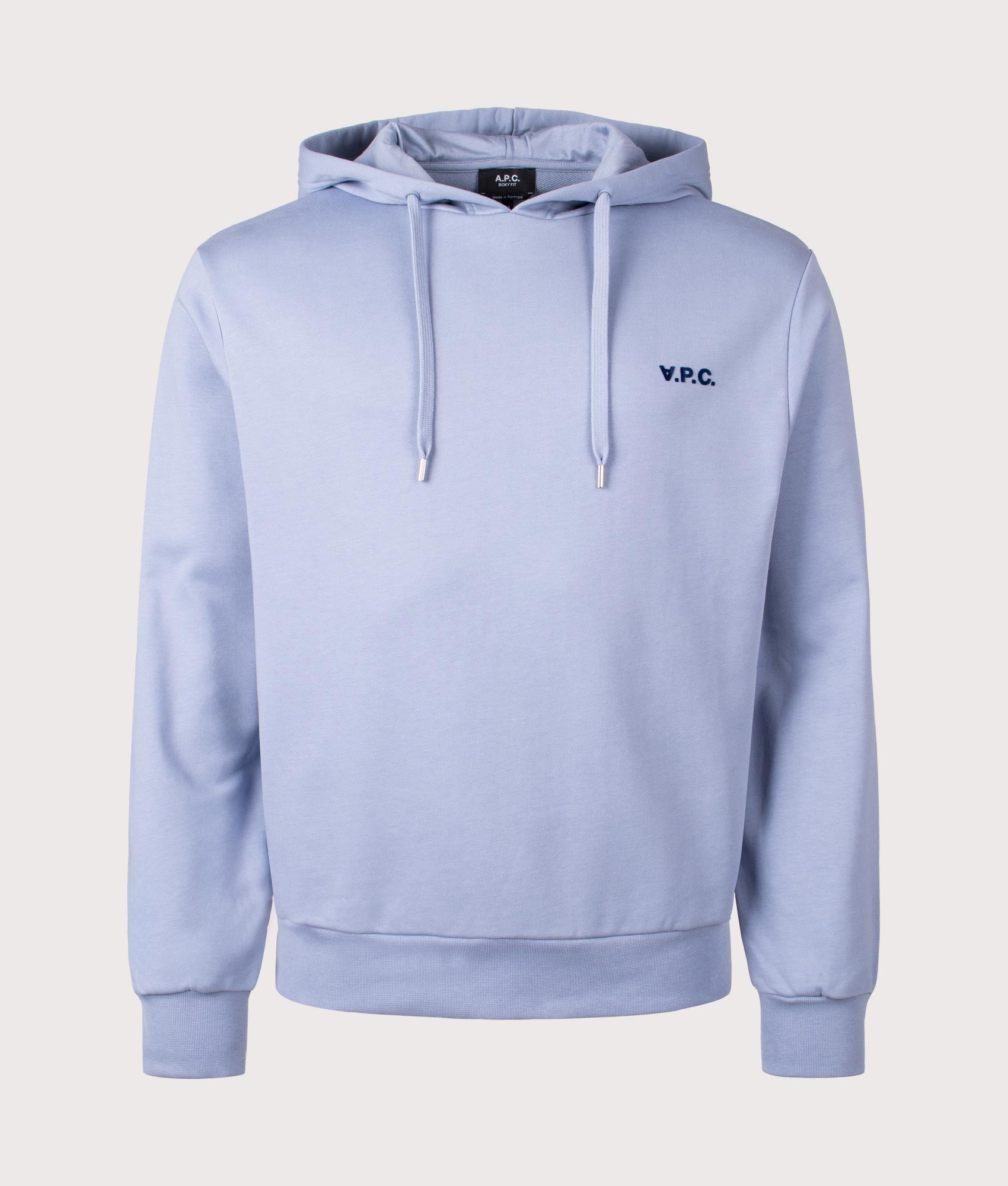 Relaxed Fit Petit VPC Logo Hoodie in Blue Grey | A.P.C. | EQVVS