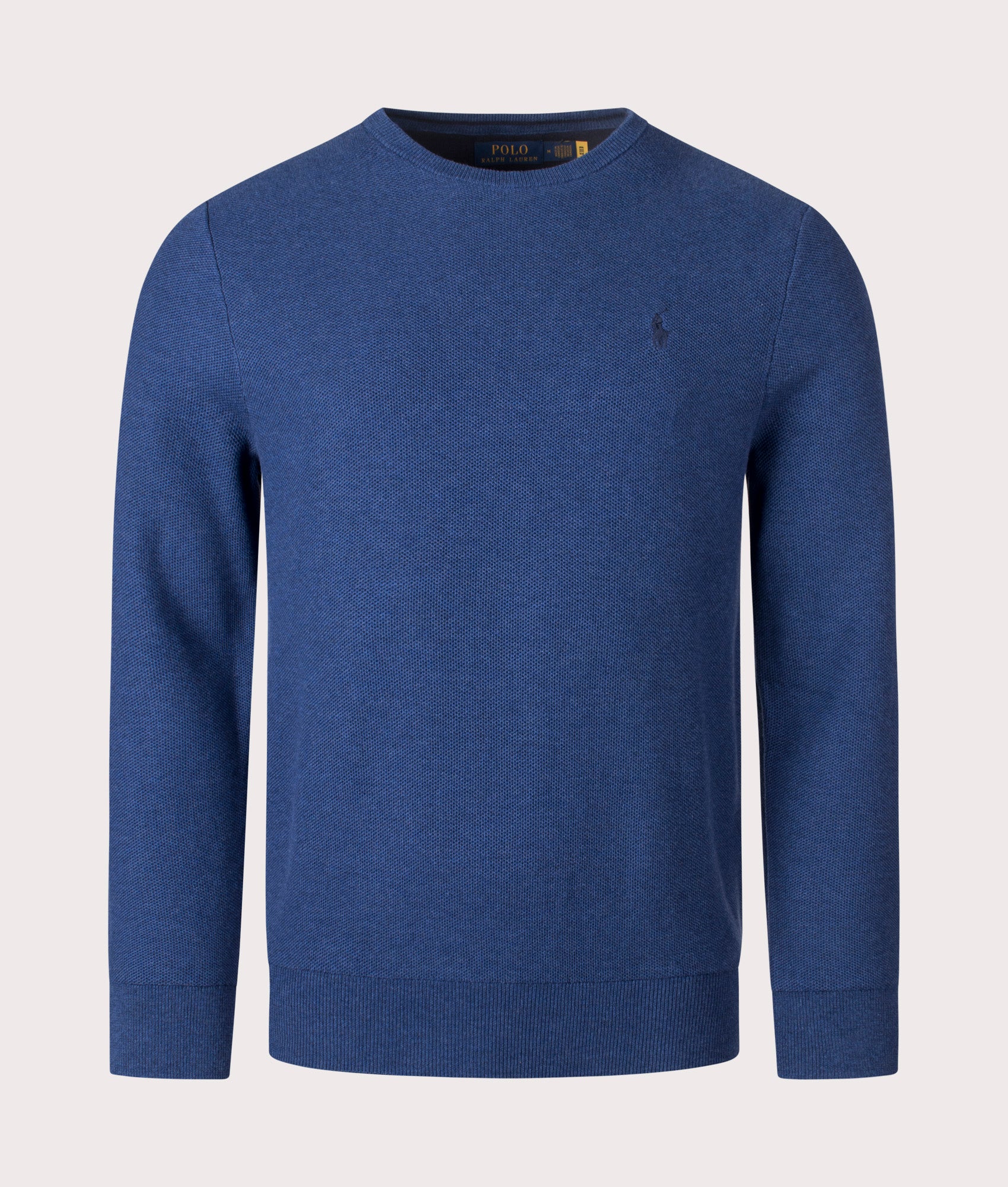 Polo Ralph Lauren Textured Cotton Mesh Knitted Jumper in Navy | EQVVS