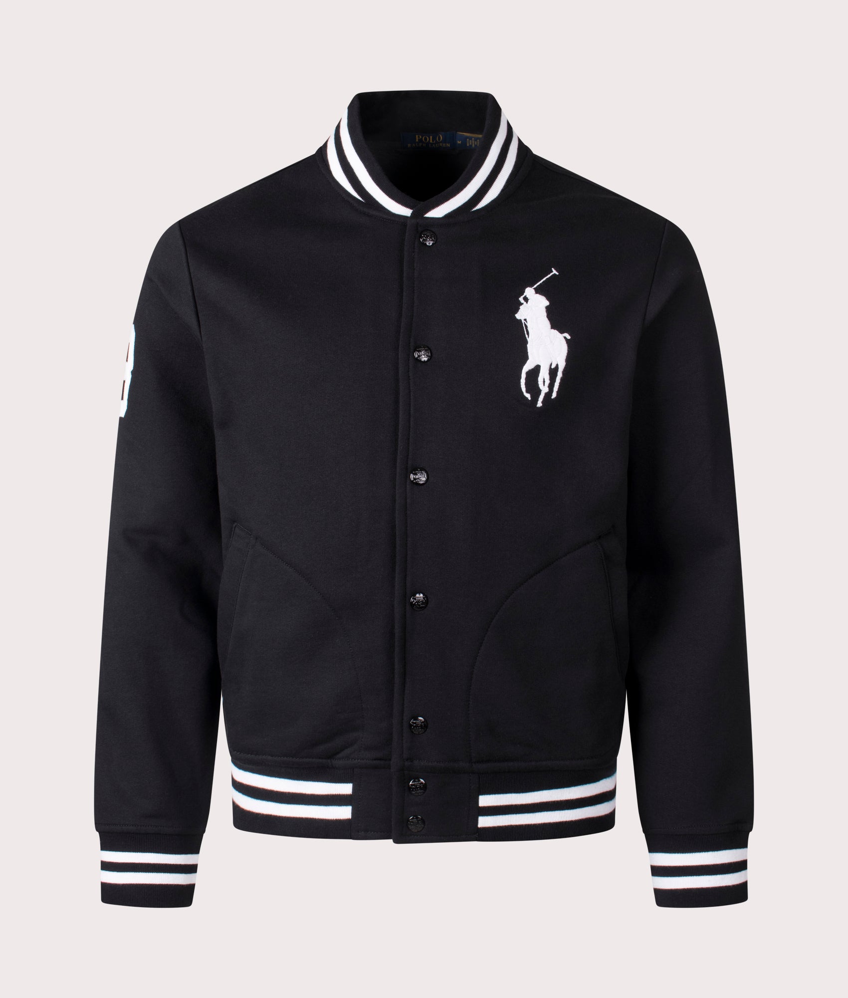 Big Pony Fleece Baseball Jacket in Black | Polo Ralph Lauren | EQVVS