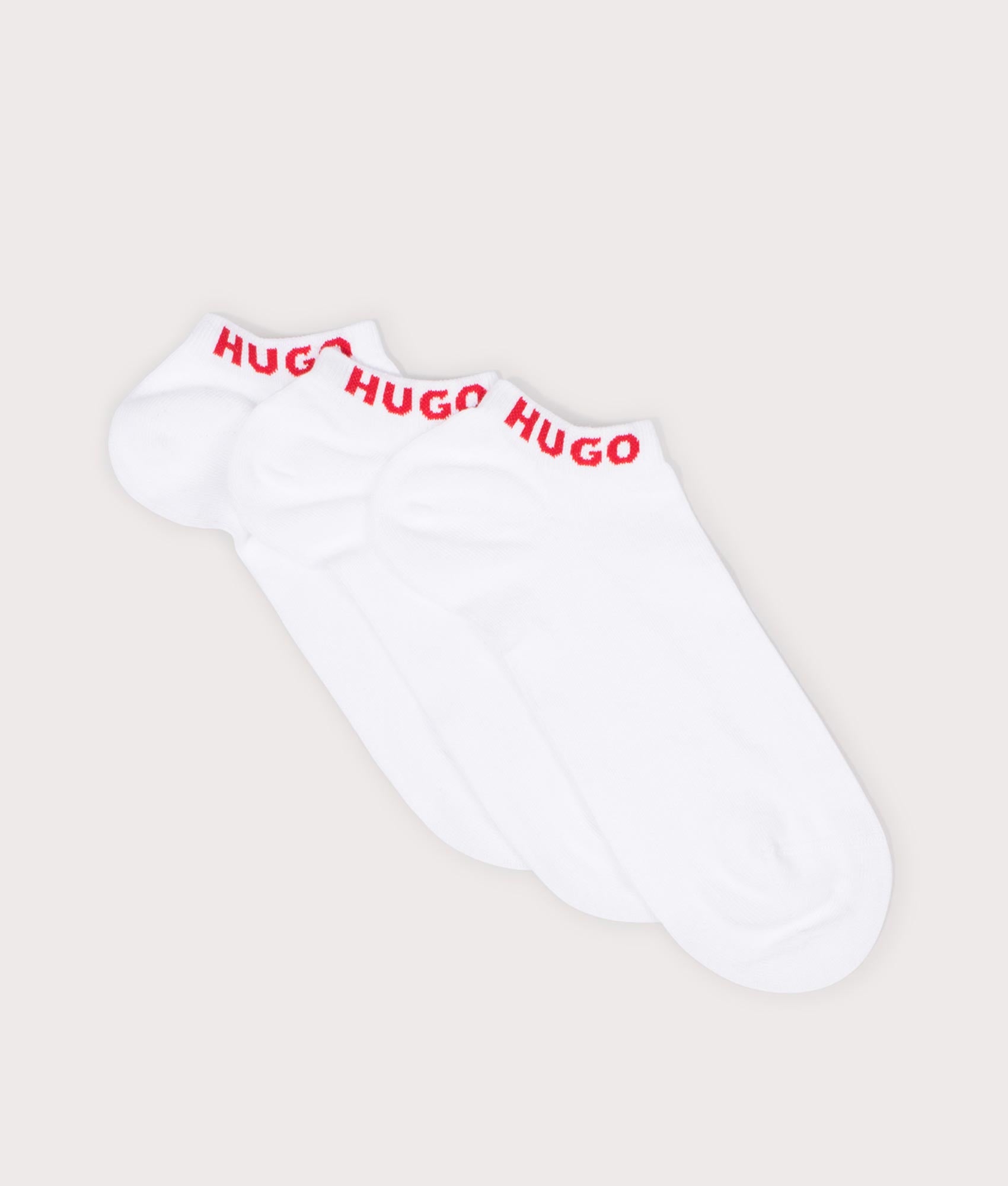Three Pack of Cuff Logo Ankle Socks White | HUGO | EQVVS