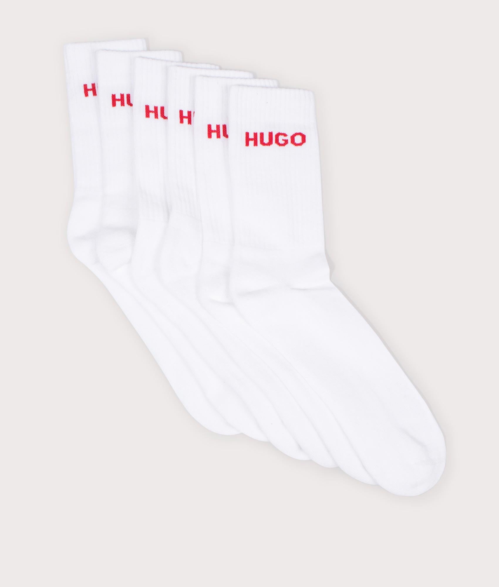 Six Pack of Quarter Length Rib Logo CC Socks White | HUGO | EQVVS