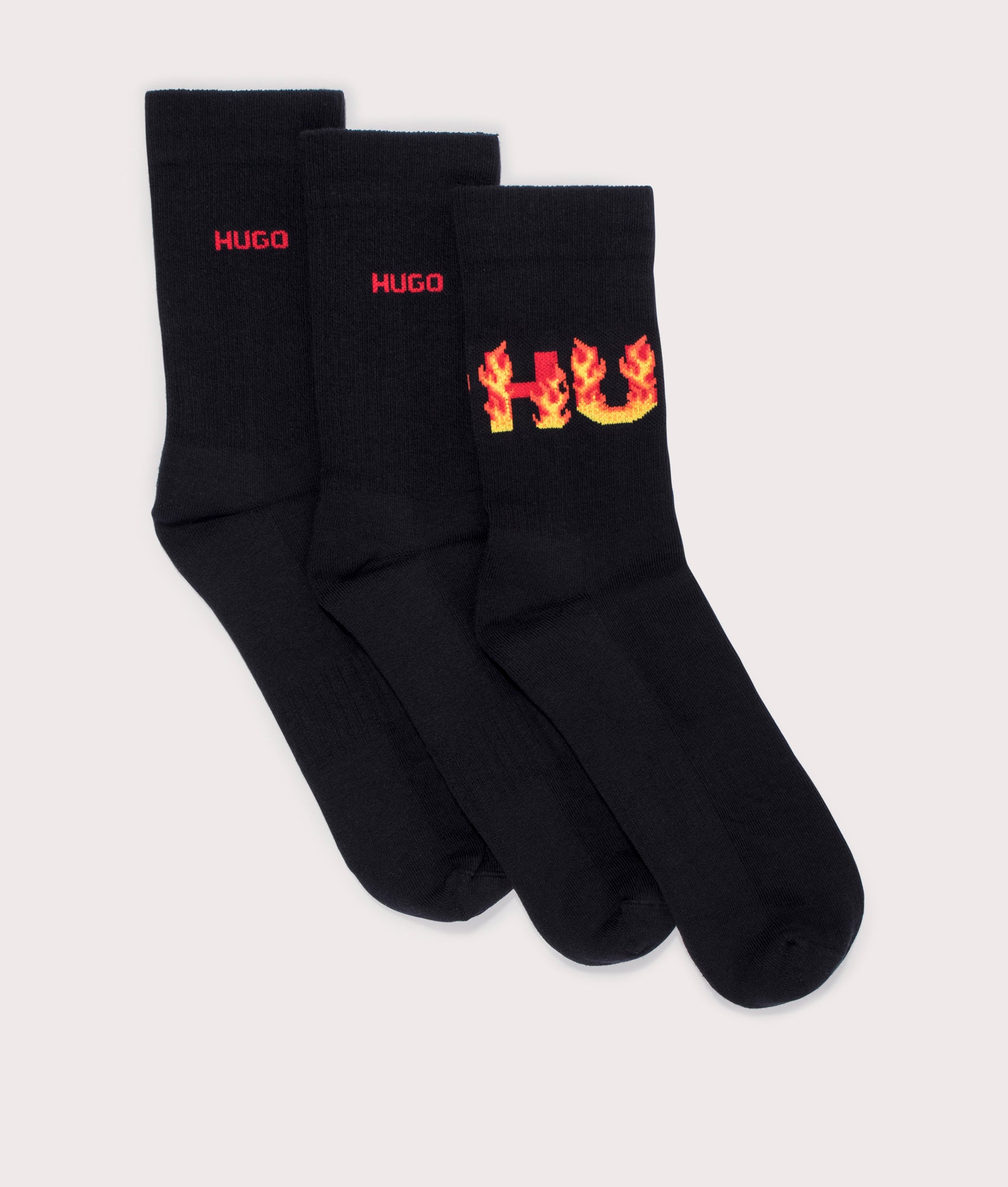 3Pack Rib Flame Socks Black | HUGO | EQVVS