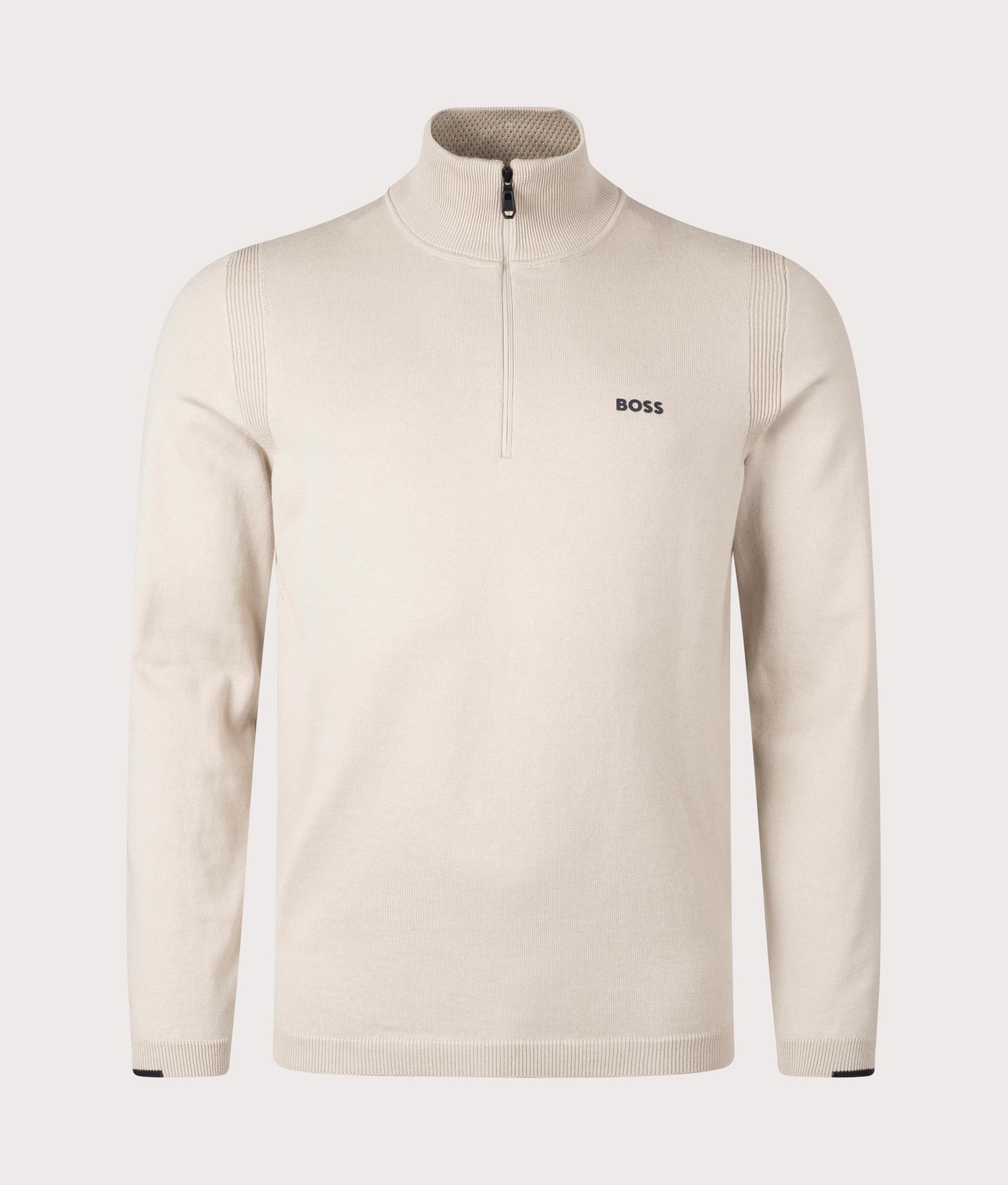 Ever-X Quarter Zip Knit Jumper in Light Beige | BOSS | EQVVS