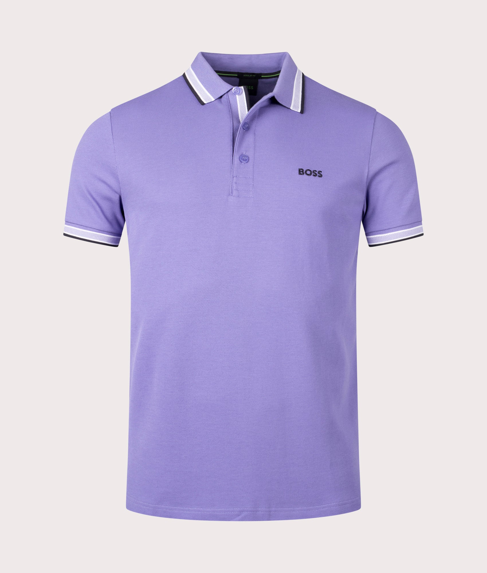 Paddy Polo Shirt Purple with Black Tips & Cuffs | BOSS | EQVVS