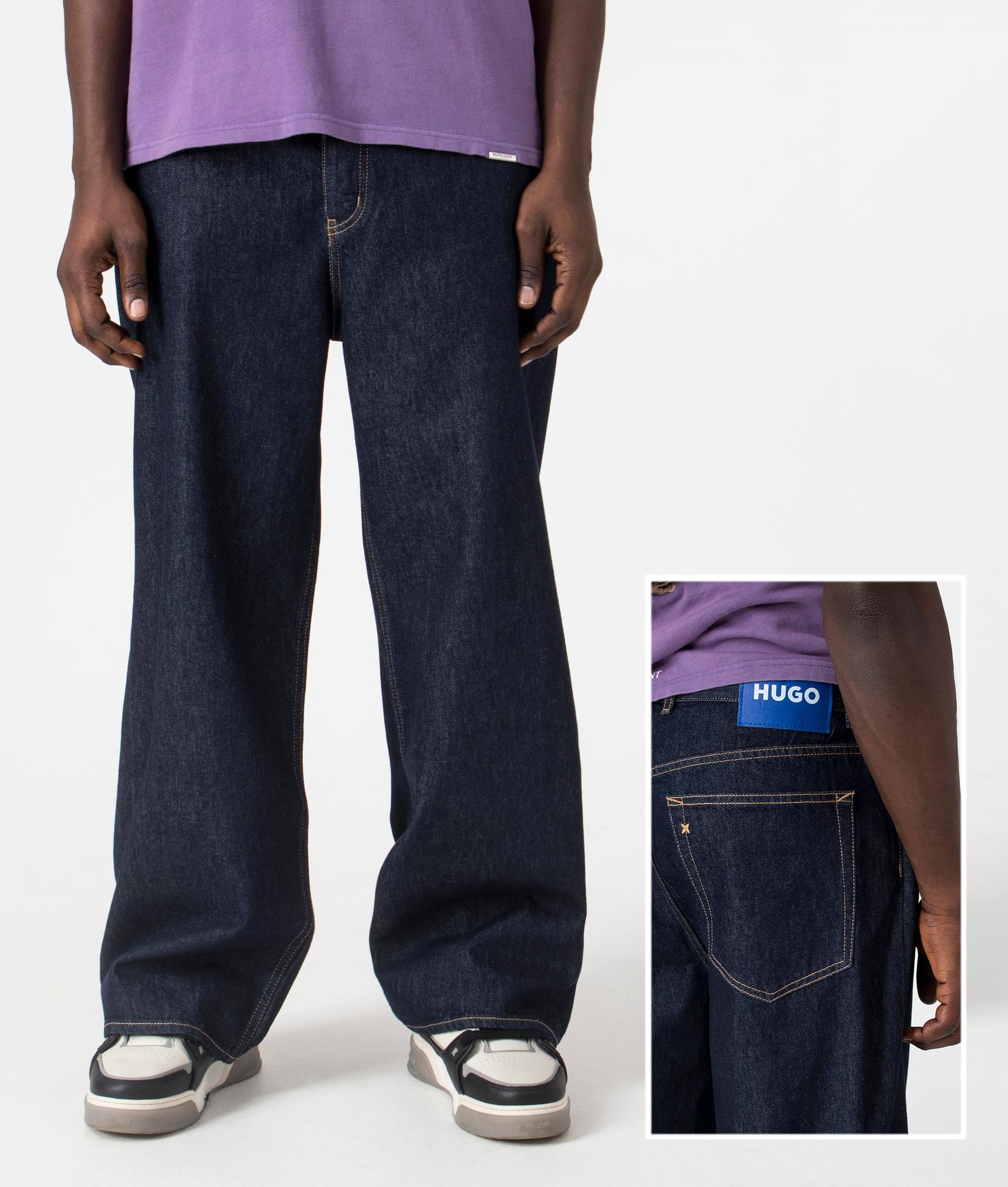 HUGO Wide Fit Mason Jeans in Dark Blue | EQVVS Menswear
