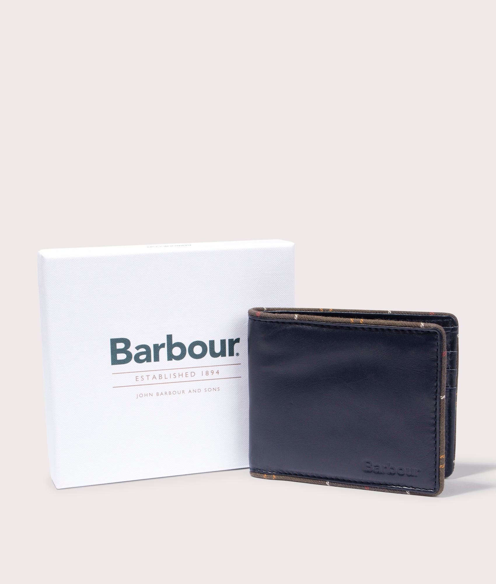 Barbour Chatton Leather Wallet in Navy/Tartan | EQVVS Menswear