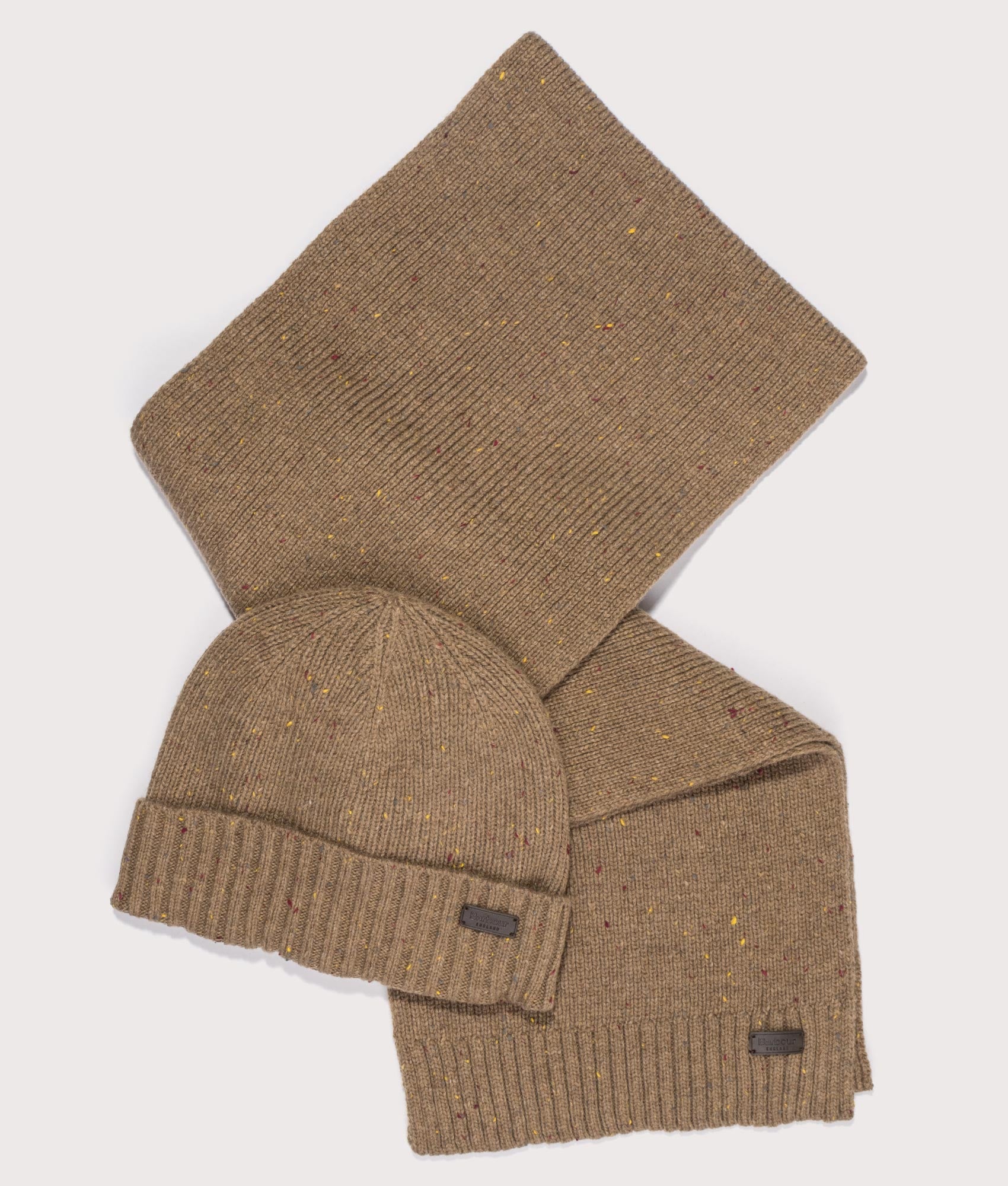 Carlton Fleck Beanie & Scarf Gift Set in Sandstone | Barbour | EQVVS