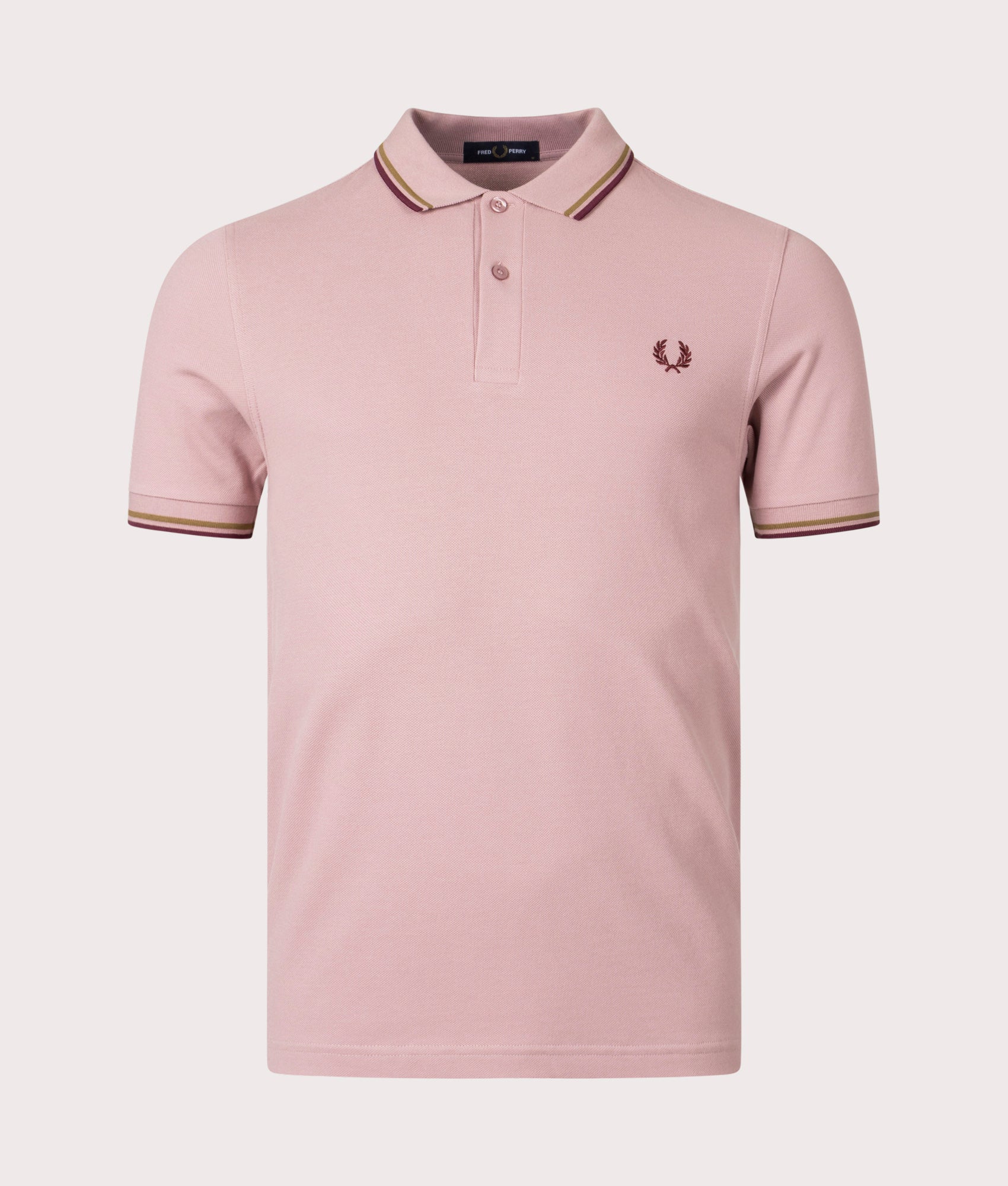 Twin Tipped Polo Shirt Pink/Shaded Stone/Oxblood | Fred Perry | EQVVS