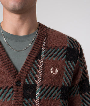 Glitch Tartan Cardigan Whisky Brown | Fred Perry | EQVVS Glitch Tartan Cardigan Whisky Brown | Fred Perry | EQVVS