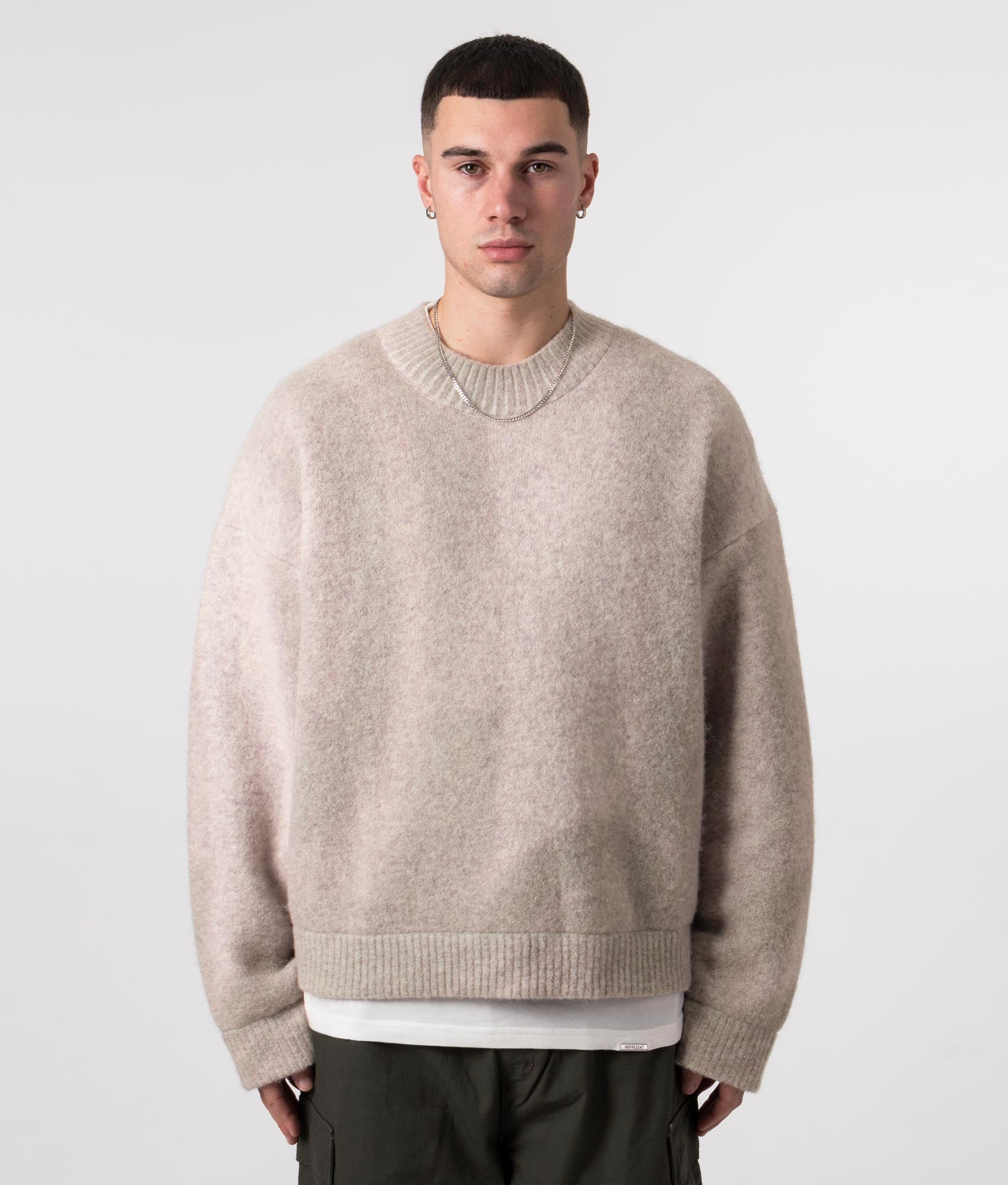 Sprayed Horizons Jumper Relaxed Fit Washed Taupe | REPRESENT | EQVVS