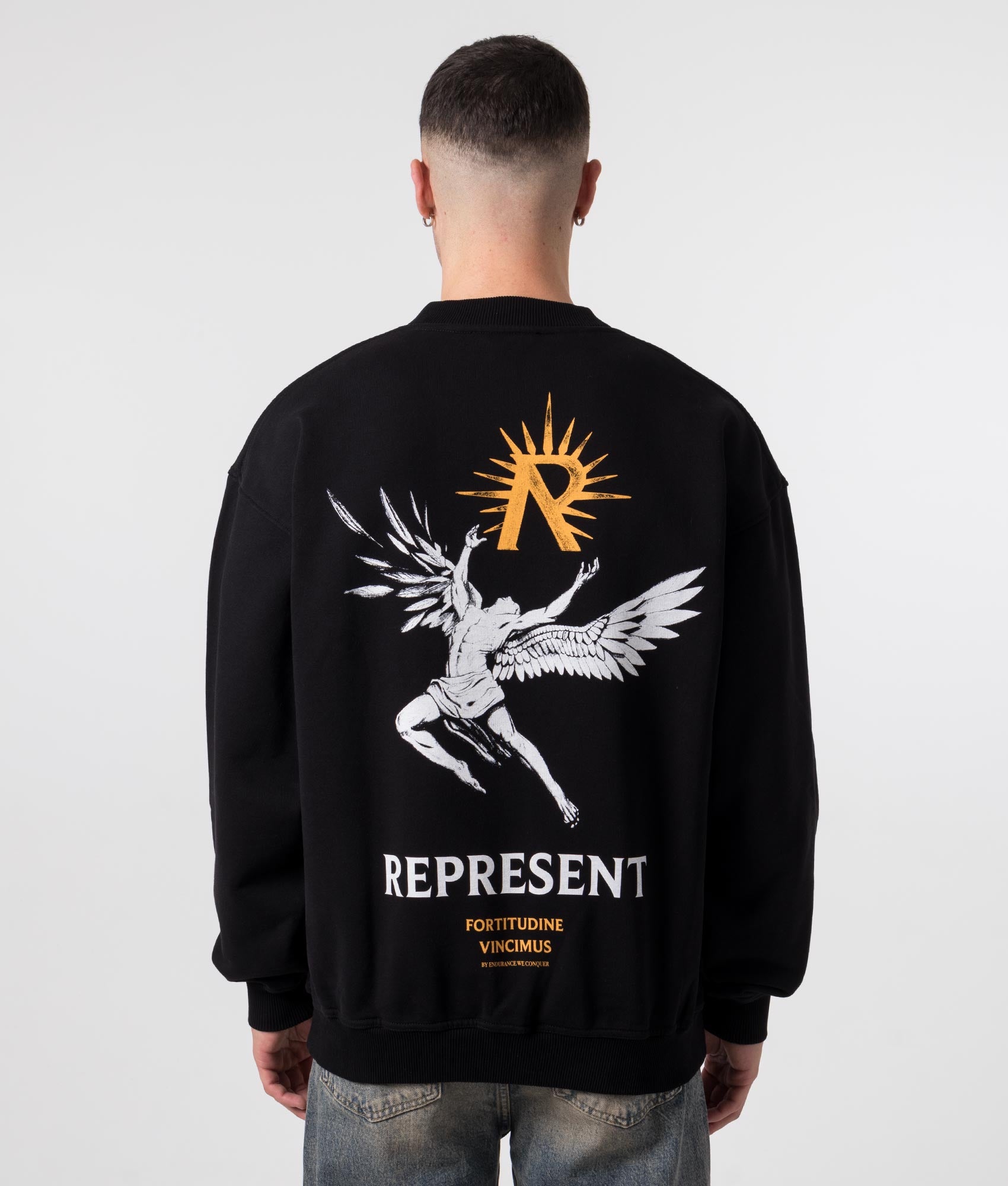 Icarus Sweatshirt Jet Black Icarus Print | REPRESENT | EQVVS