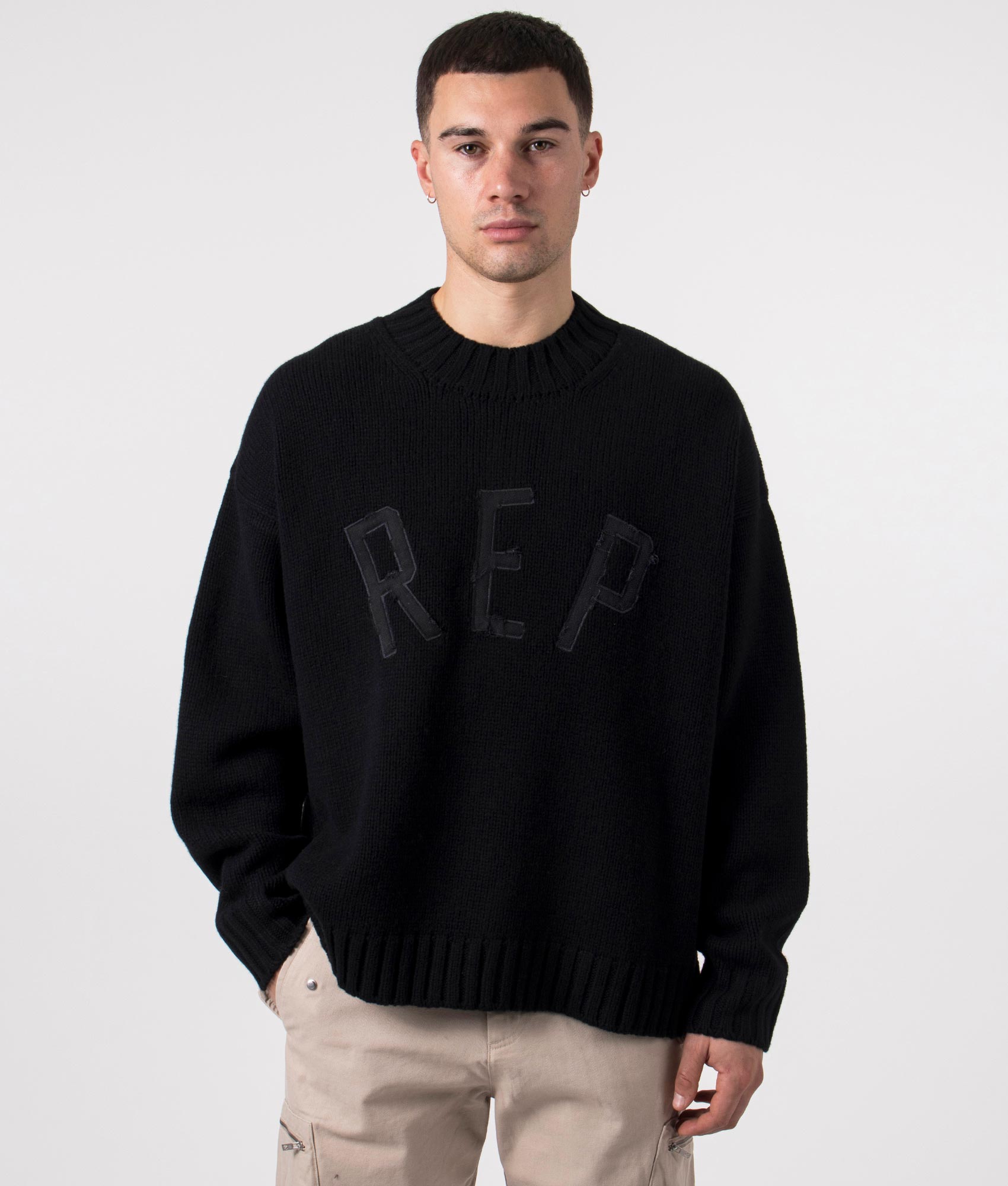 Rep Knit Jumper in Black | REPRESENT | EQVVS