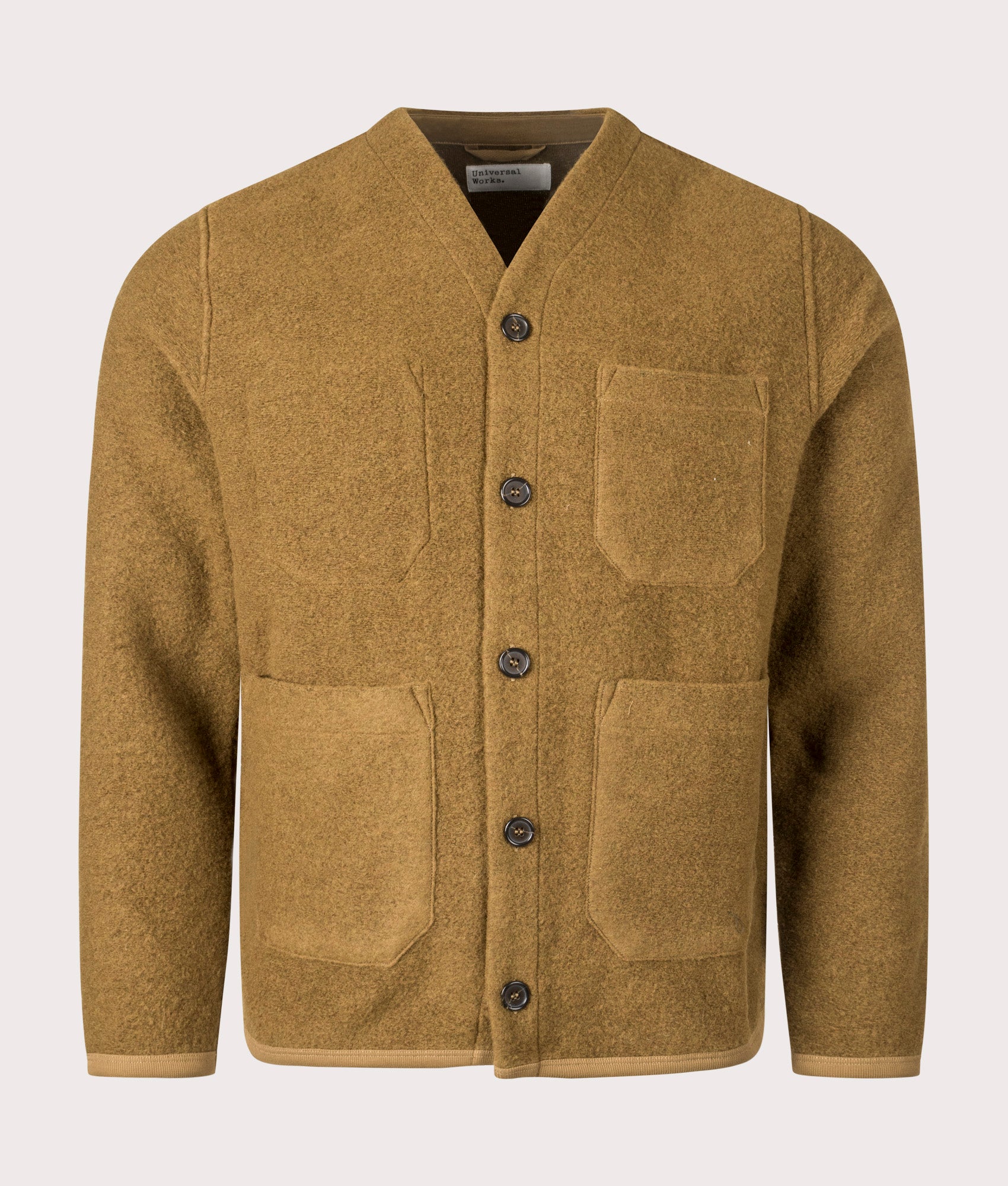 Universal Works Wool Fleece Cardigan Mustard Yellow | EQVVS Menswear