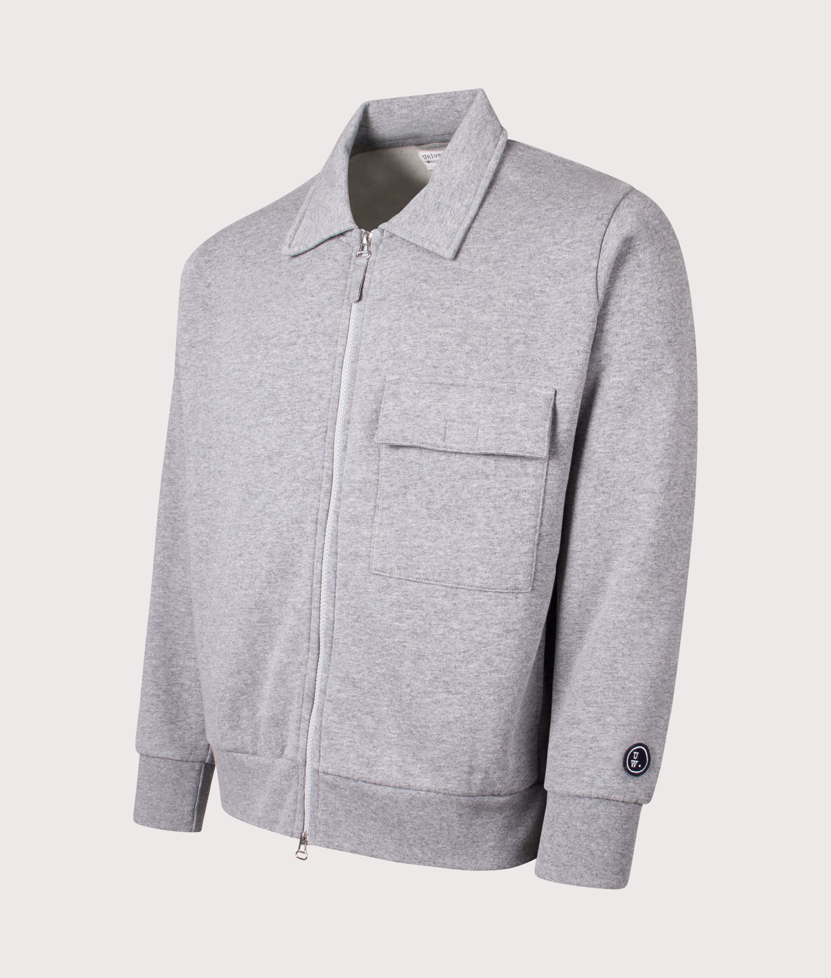Tyler Zip Through Sweatshirt in Grey Marl | Universal Works | EQVVS