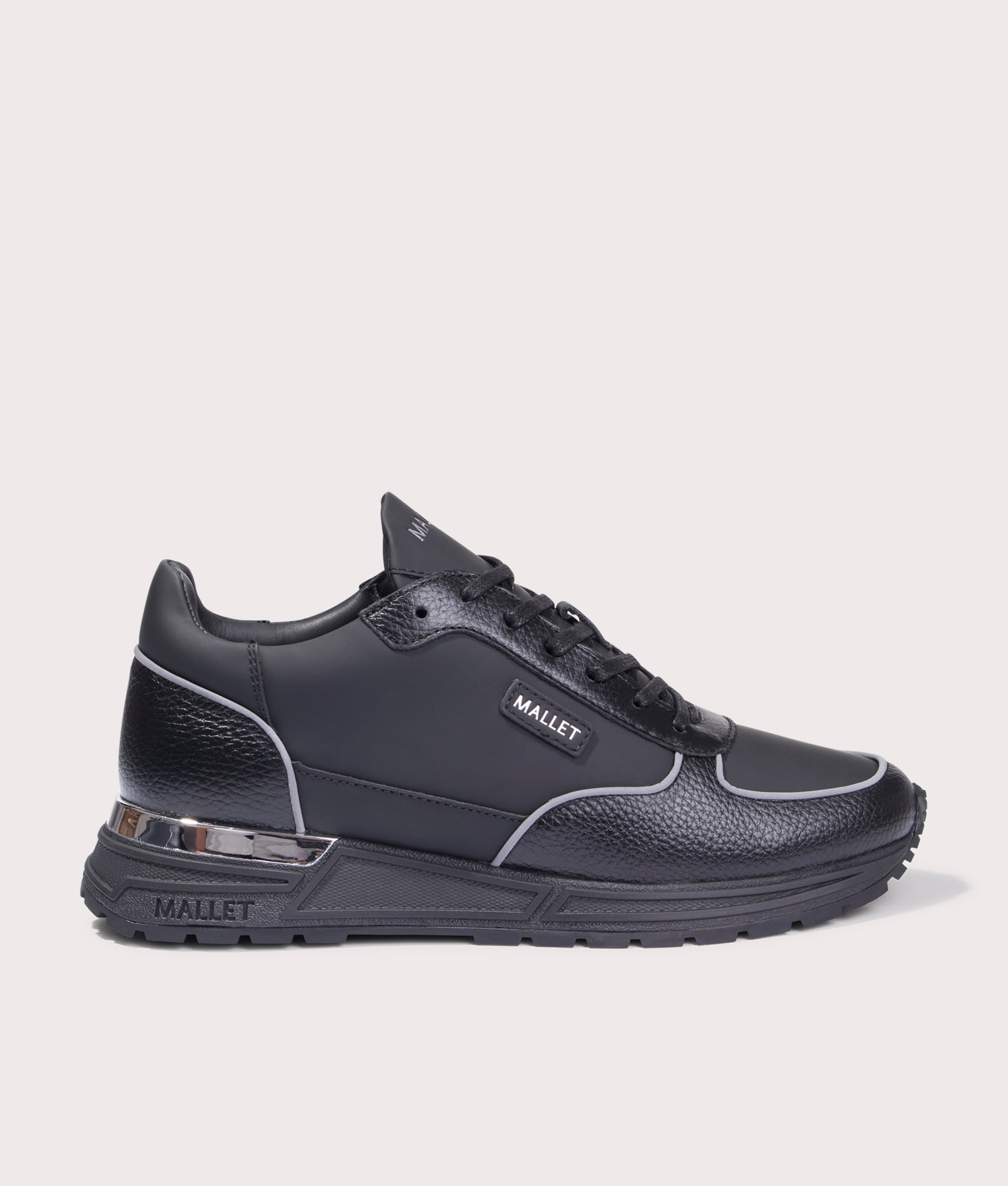 Popham Lite Trainers Triple Black Silver | Mallet | EQVVS