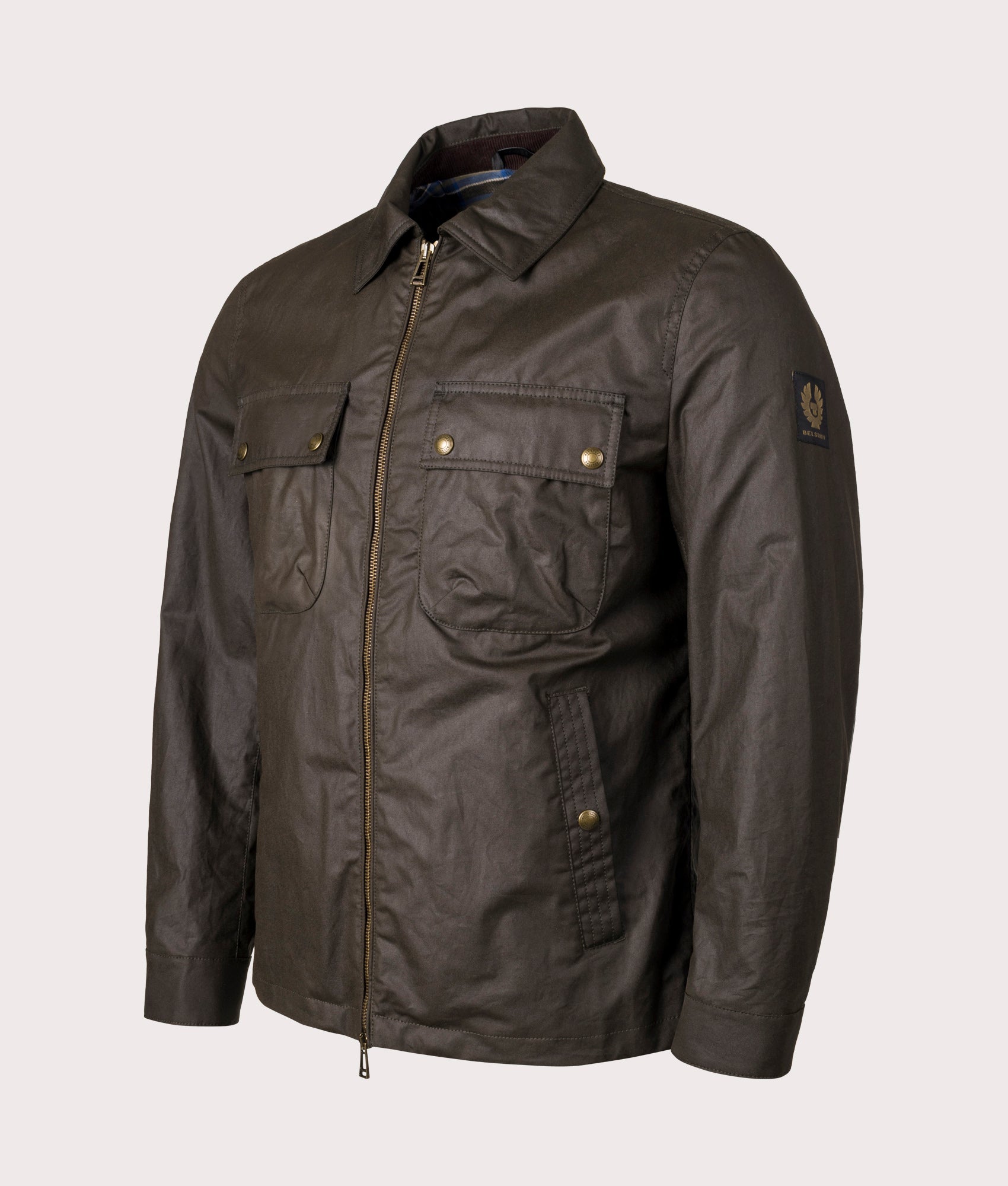 Waxed Cotton Tour Overshirt Faded Olive | Belstaff | EQVVS