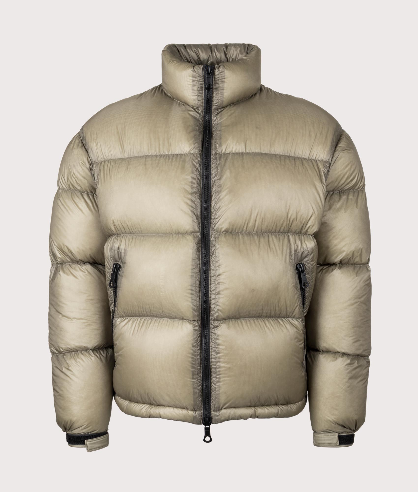 Translucent Funnel Neck Bubble Jacket in Sage | MKI MIYUKI ZOKU | EQVVS