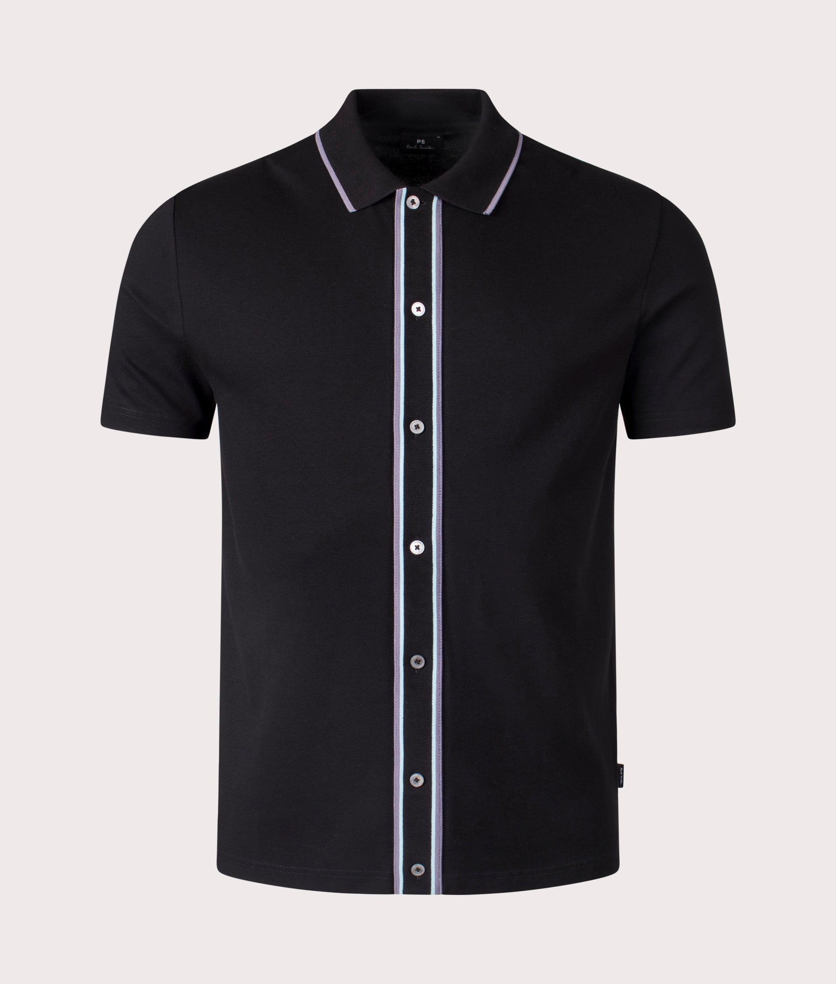Button Front Polo Shirt Black | Paul Smith | EQVVS