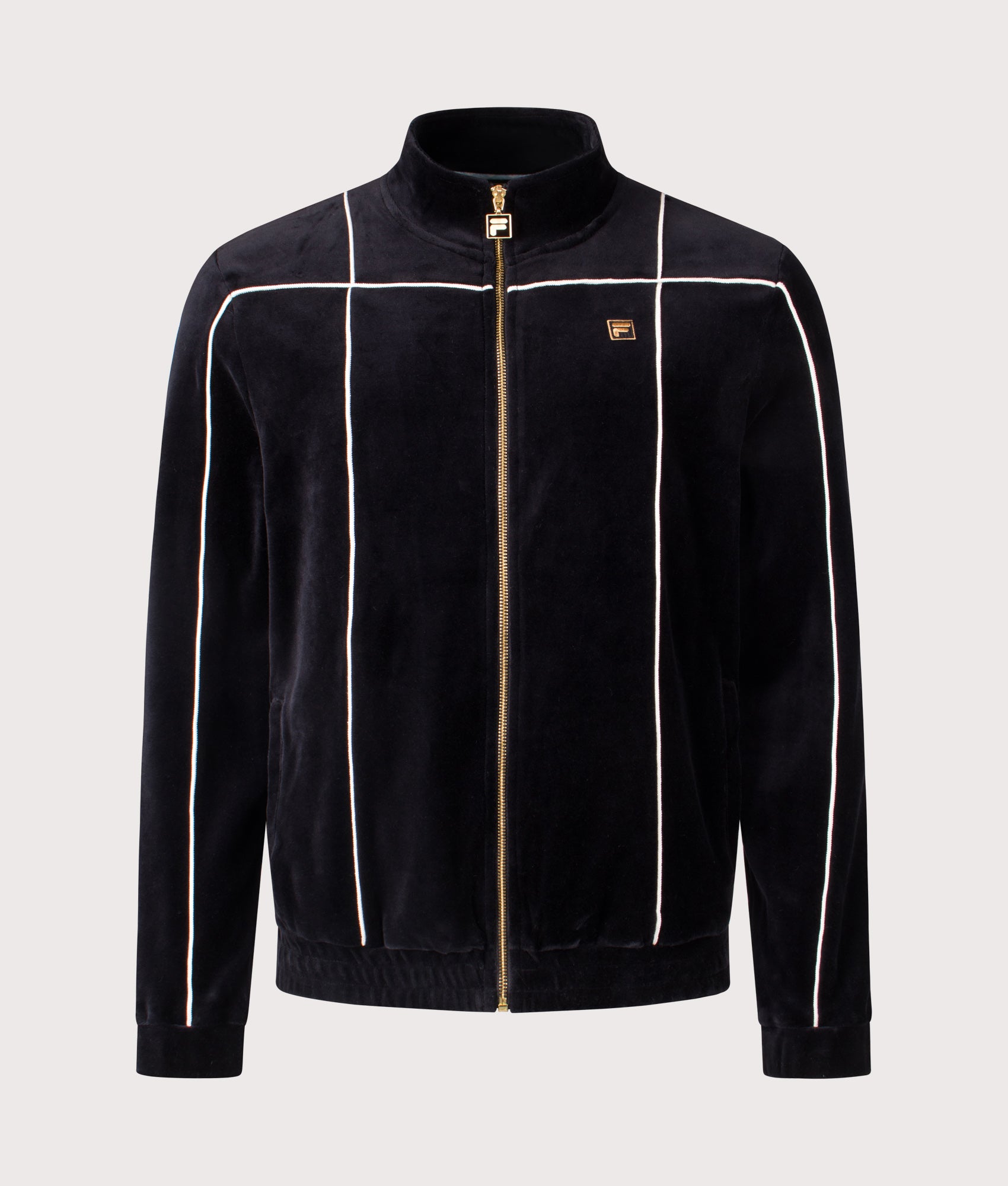 Nichols Velour Track Top in Black/Egret | FILA | EQVVS