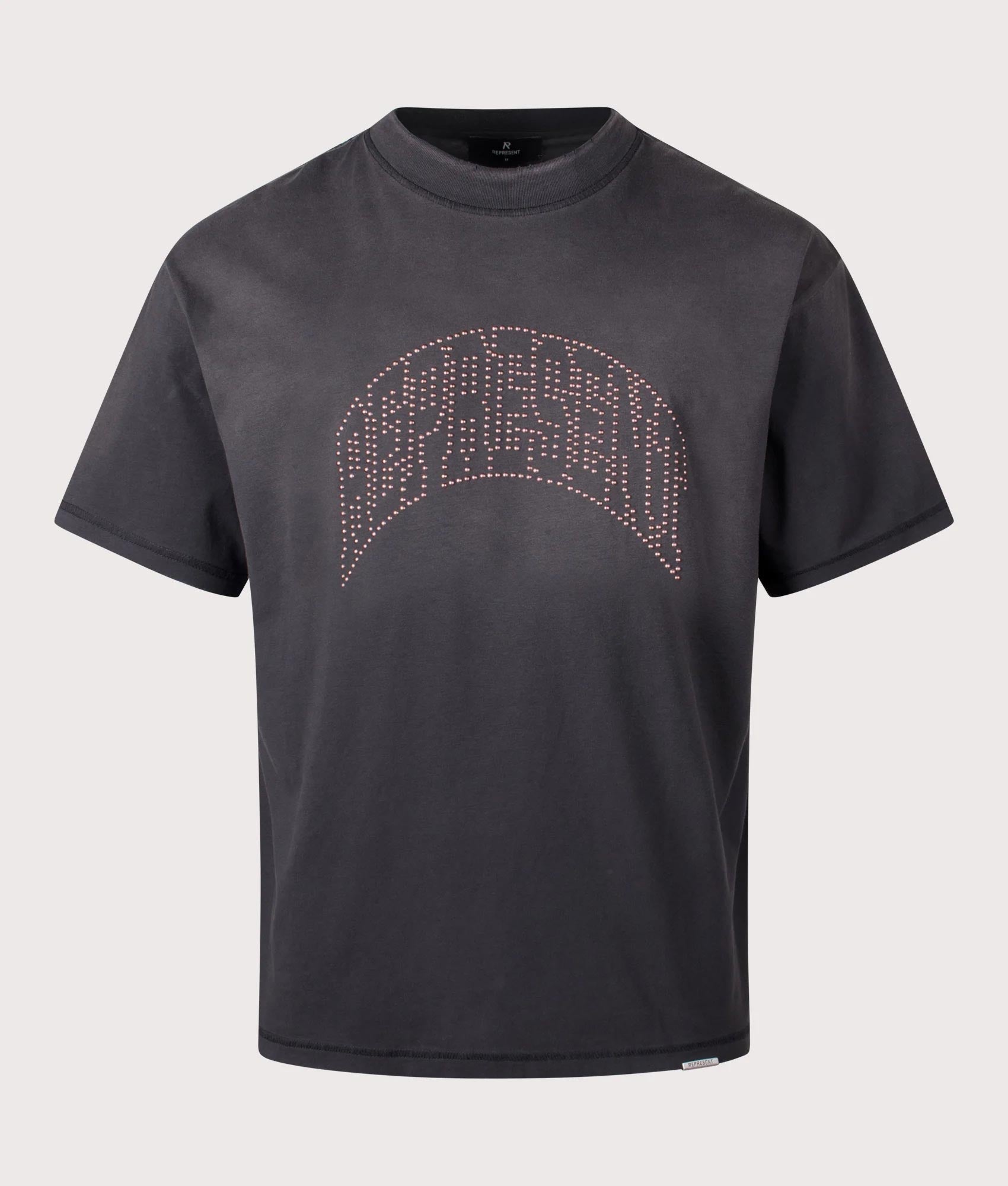 Relaxed Fit Embellished Represent T-Shirt in Black | Represent | EQVVS
