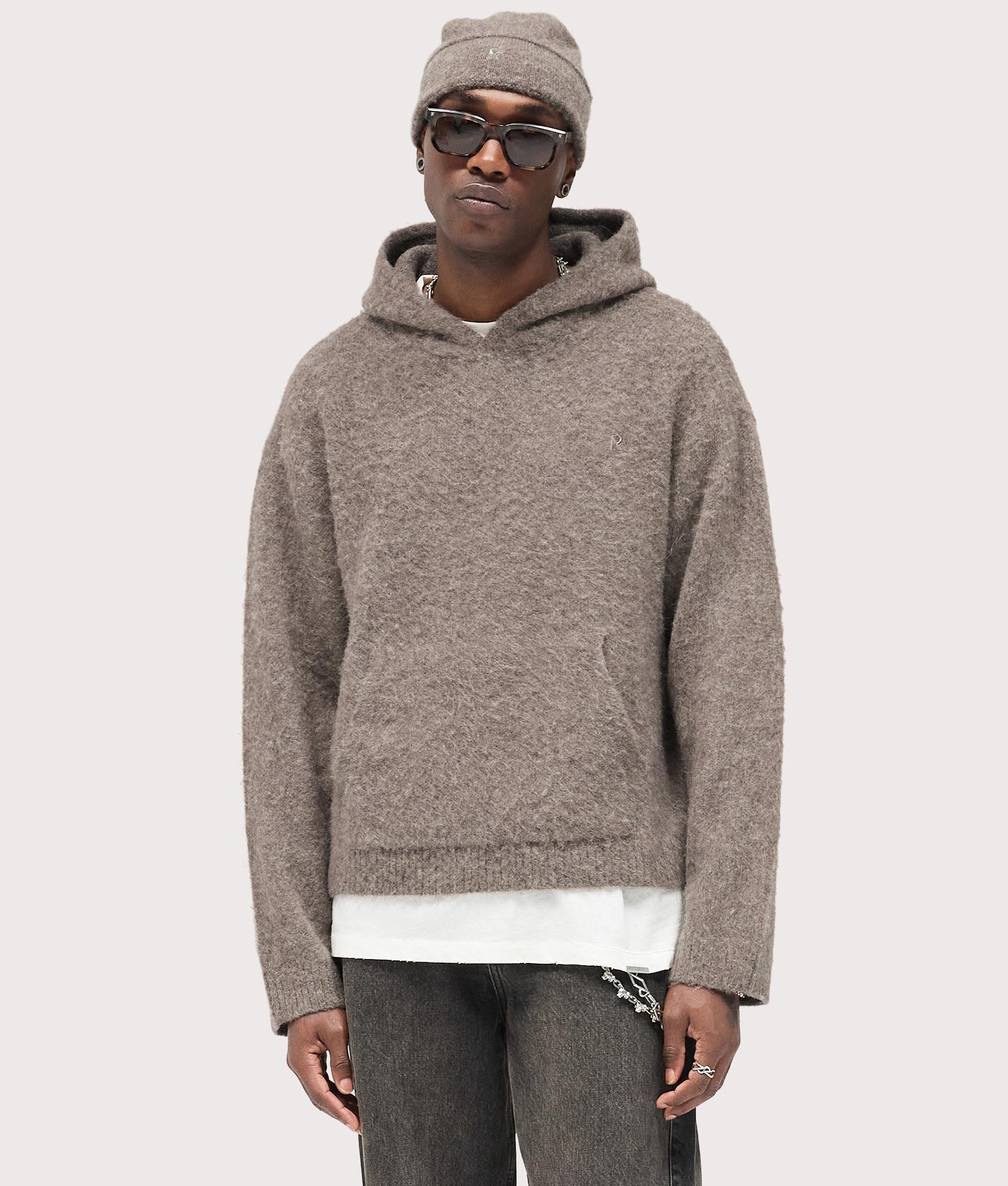 Textured Borg Hoodie in Nero | Represent | EQVVS