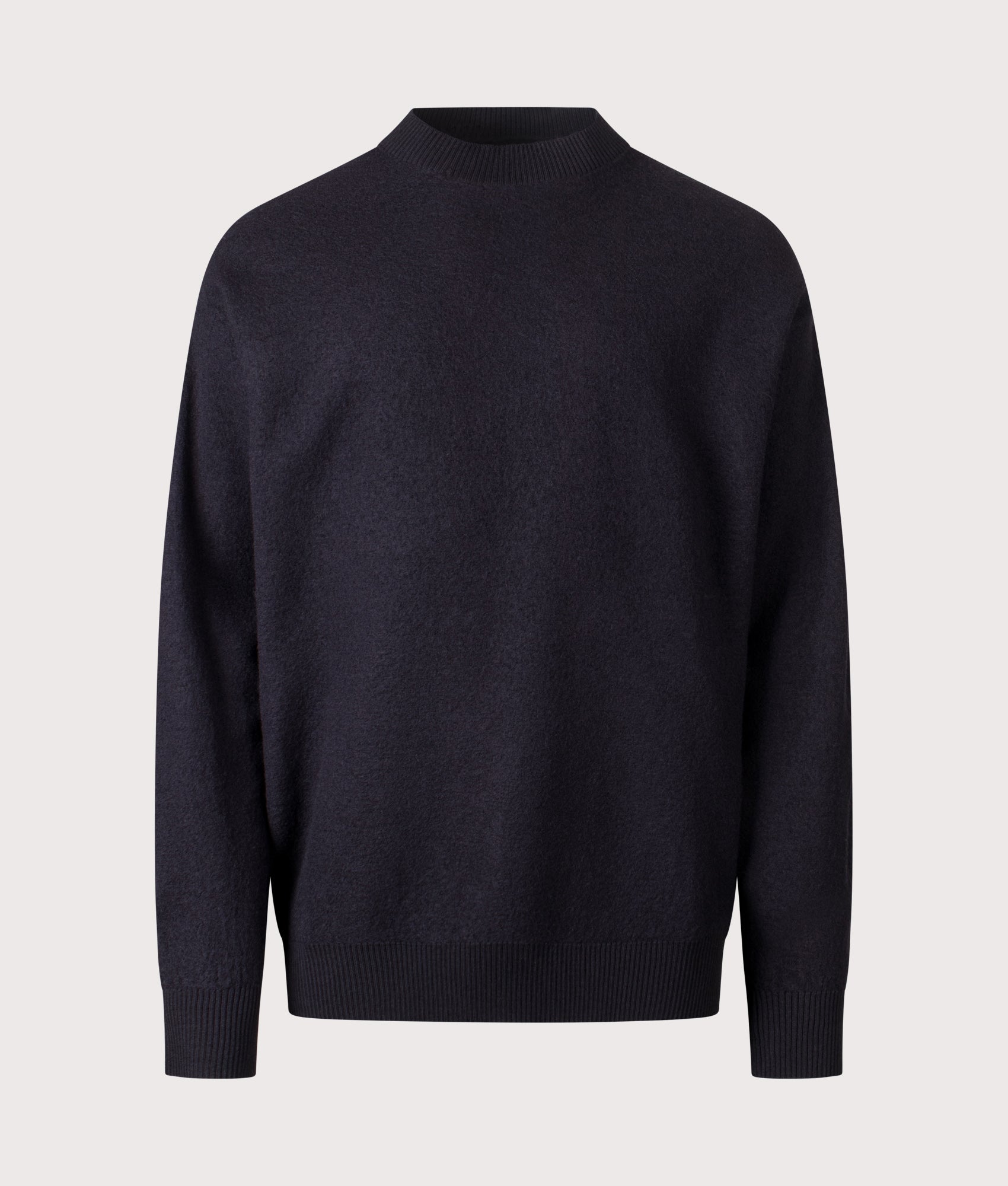 Relaxed Fit Rom Boiled Wool Jumper in Navy | Norse Projects | EQVVS