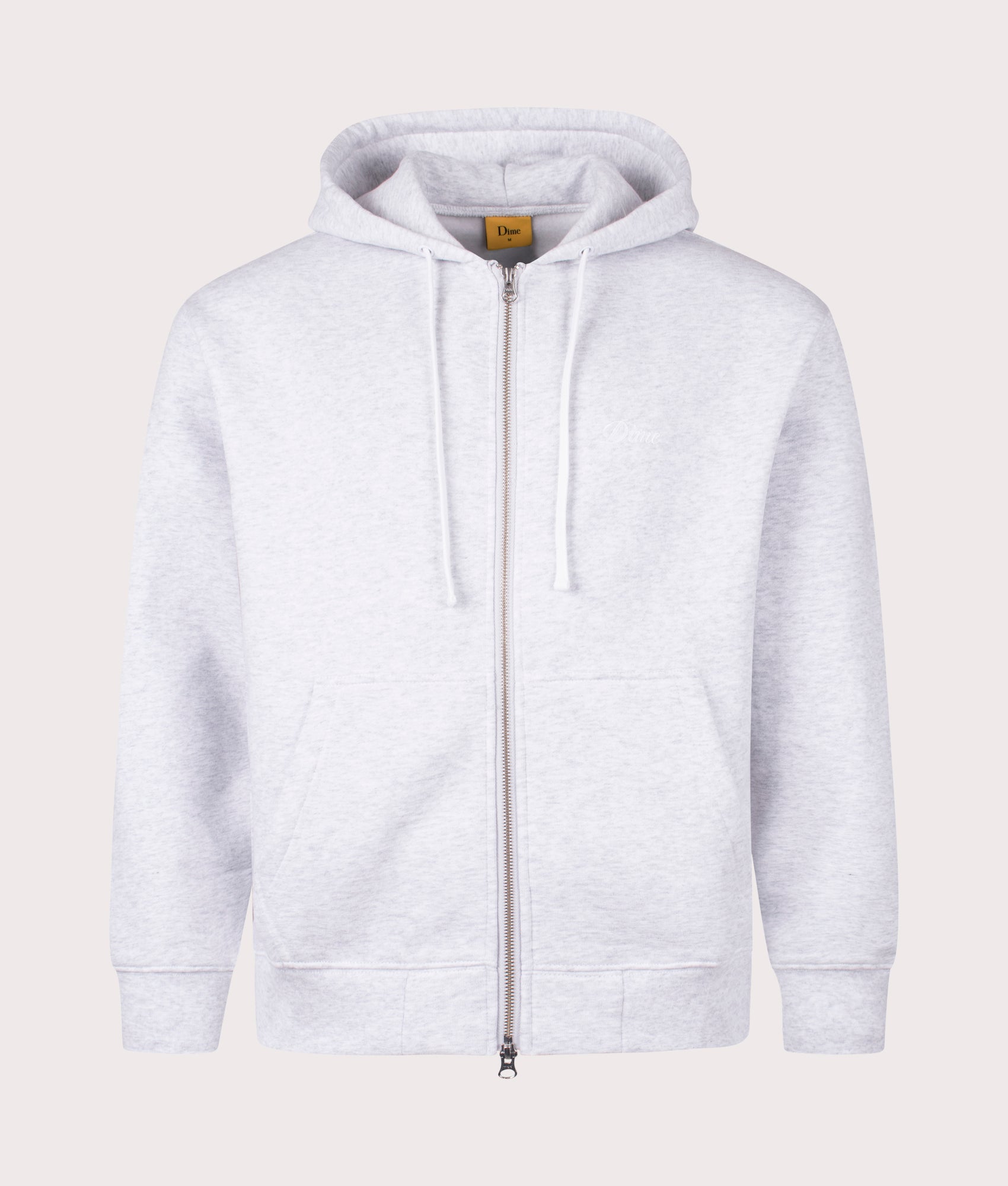 Cursive Small Logo Zip Through Hoodie Ash | Dime MTL | EQVVS