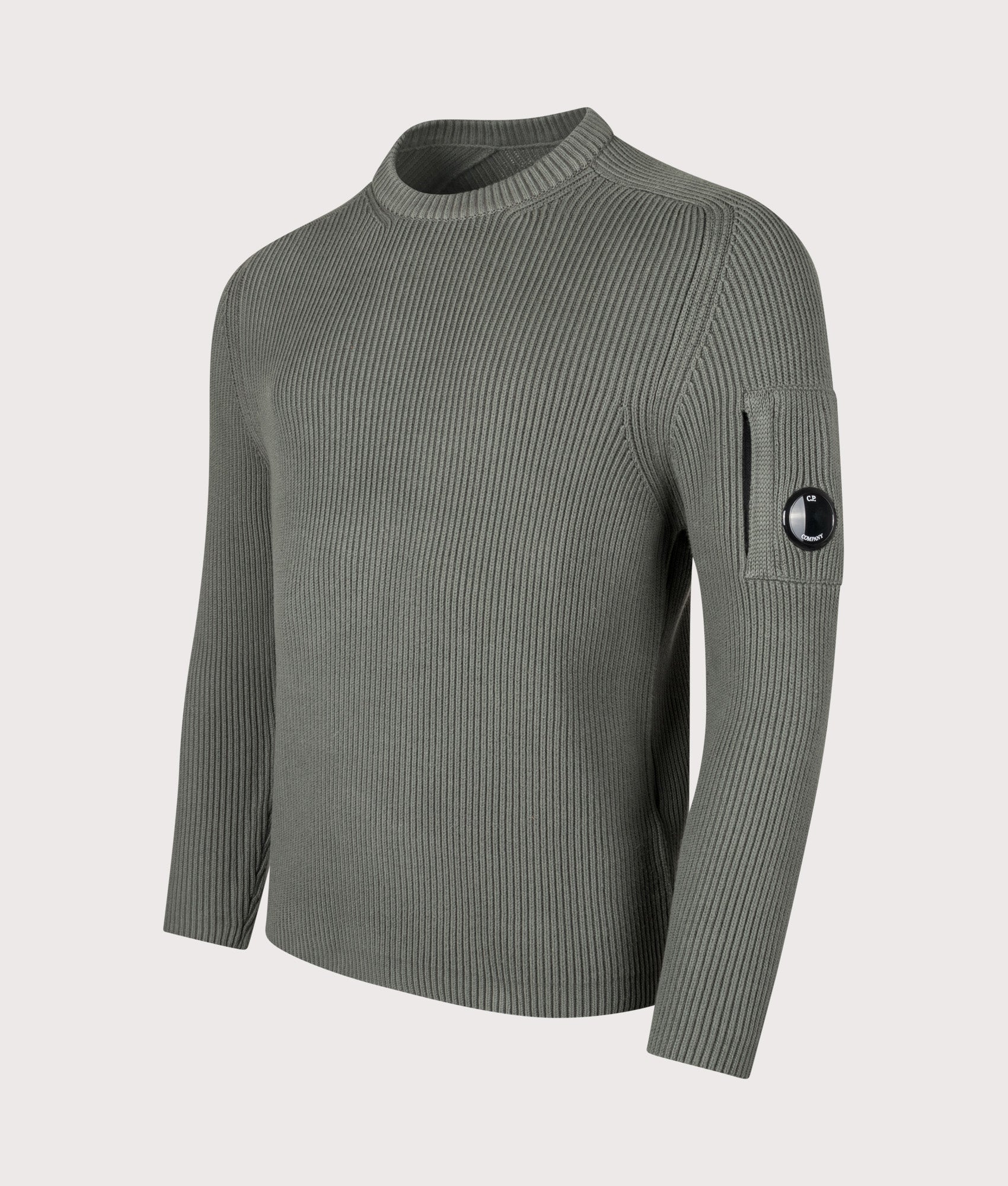 Full Rib Crewneck Lens Jumper in Gunmetal | C.P. Company | EQVVS