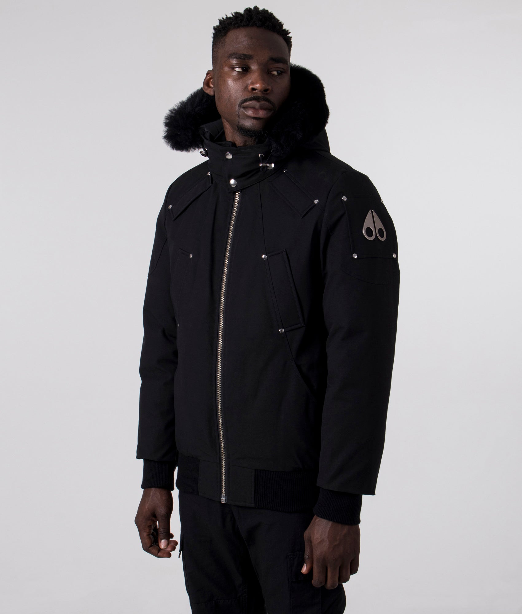 Bomber Neoshear Black With Black Shearling | Moose Knuckles | EQVVS