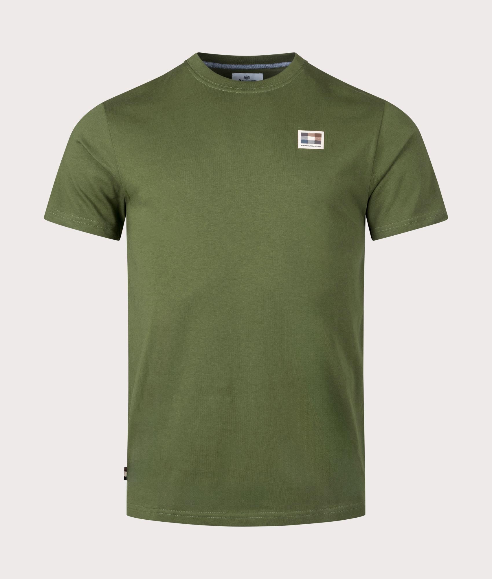 Active Club Check Patch T-Shirt Army Green | Aquascutum | EQVVS