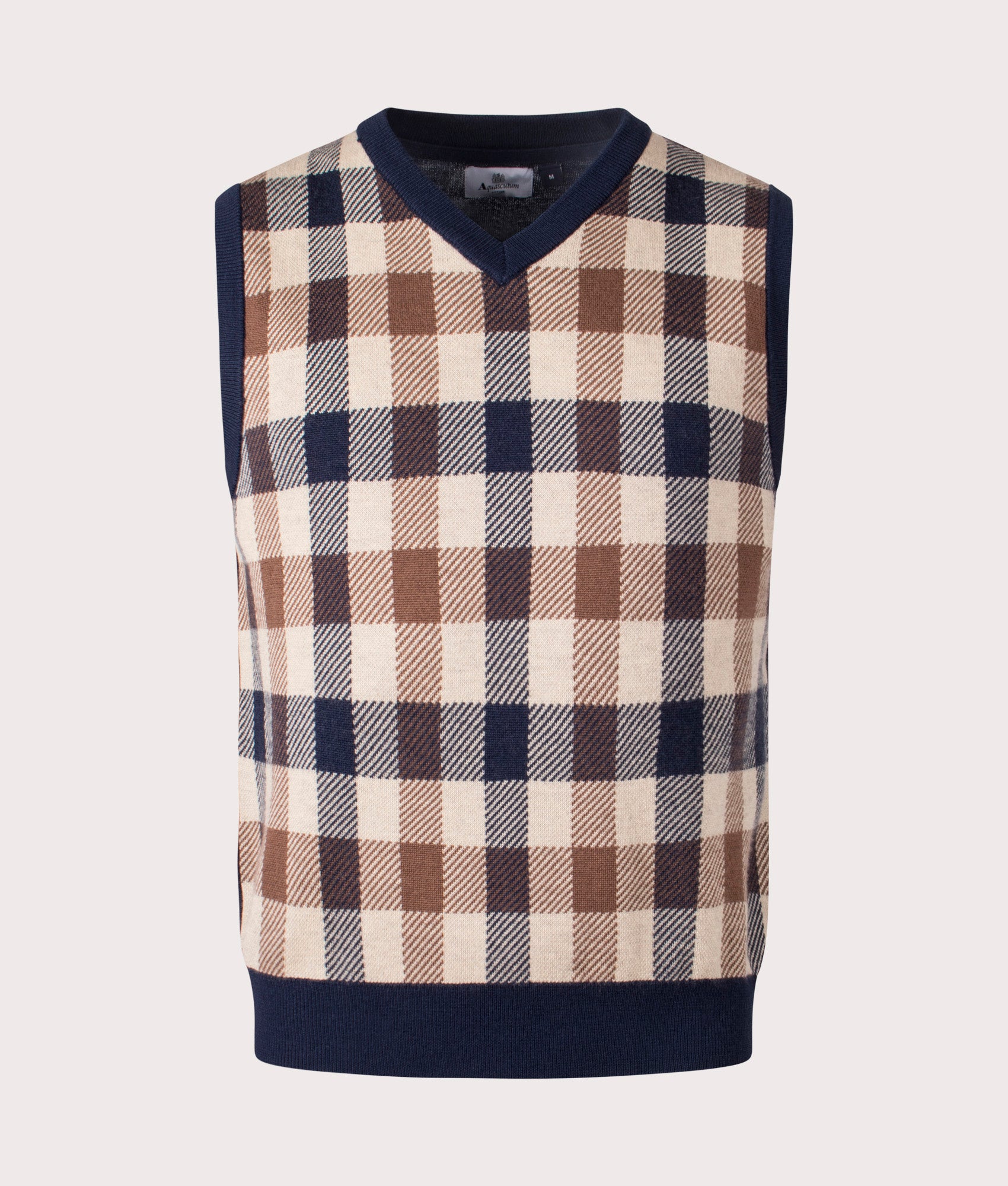 Active Club Check Sweater Vest Navy | Aquascutum | EQVVS