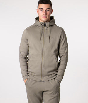 Saggy Curved Logo Zip Through Hoodie Light Pastel Green BOSS EQVVS