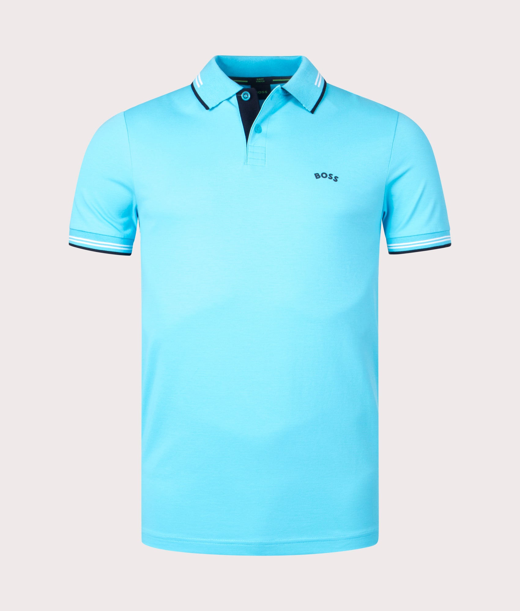 Slim Paul Curved Logo Polo Shirt in Open Blue | BOSS | EQVVS