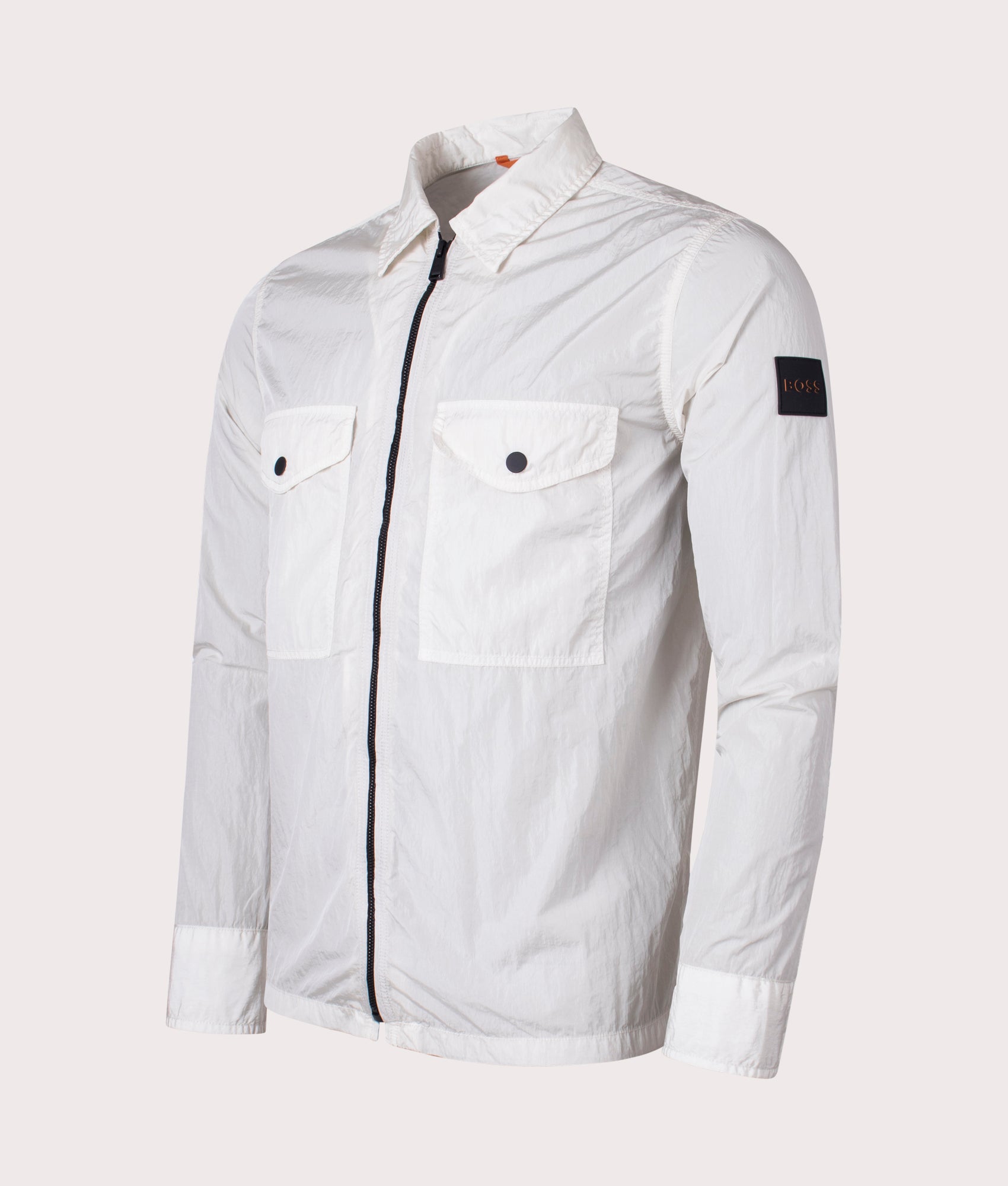 Oversized Zip Through Lovel 8 Overshirt Open White | BOSS | EQVVS