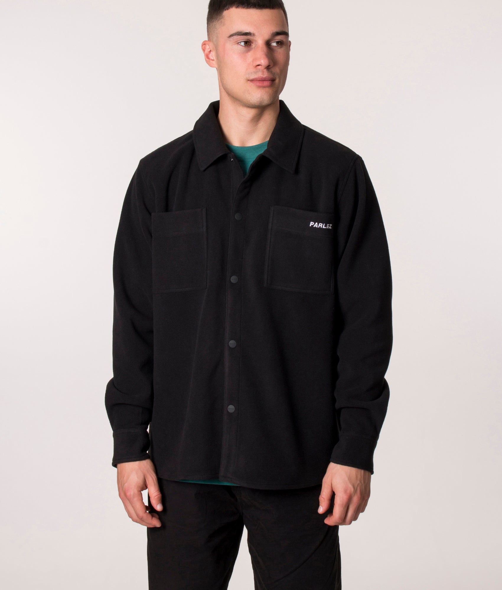 Relaxed Fit Maxi Fleece Overshirt Black | Parlez | EQVVS
