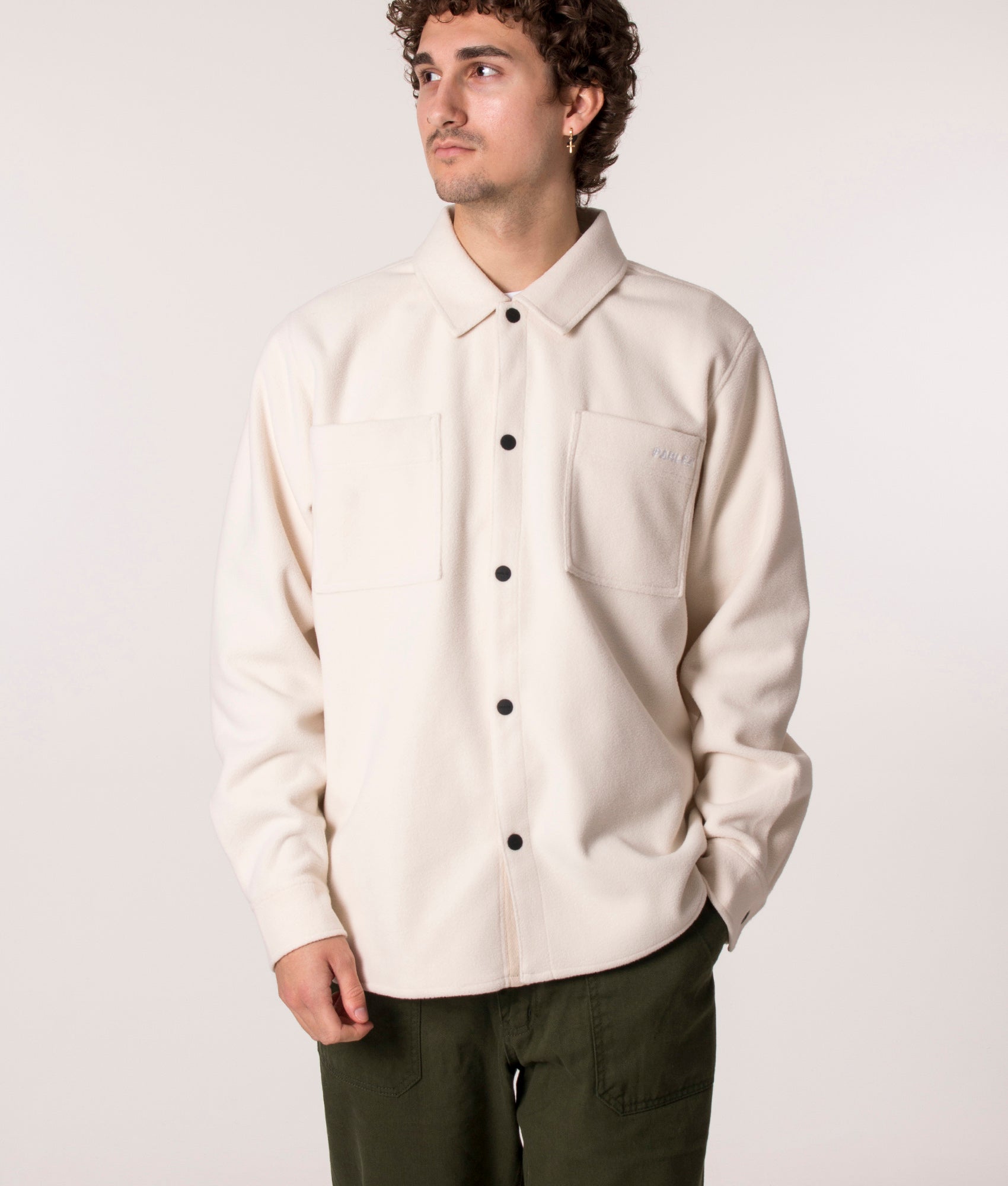 Relaxed Fit Maxi Fleece Overshirt Ecru | Parlez | EQVVS