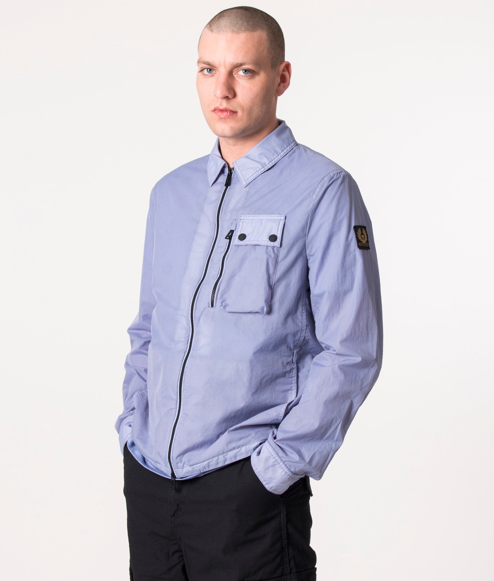 Garment Dyed Ripstop Rail Overshirt in Mauve | Belstaff | EQVVS